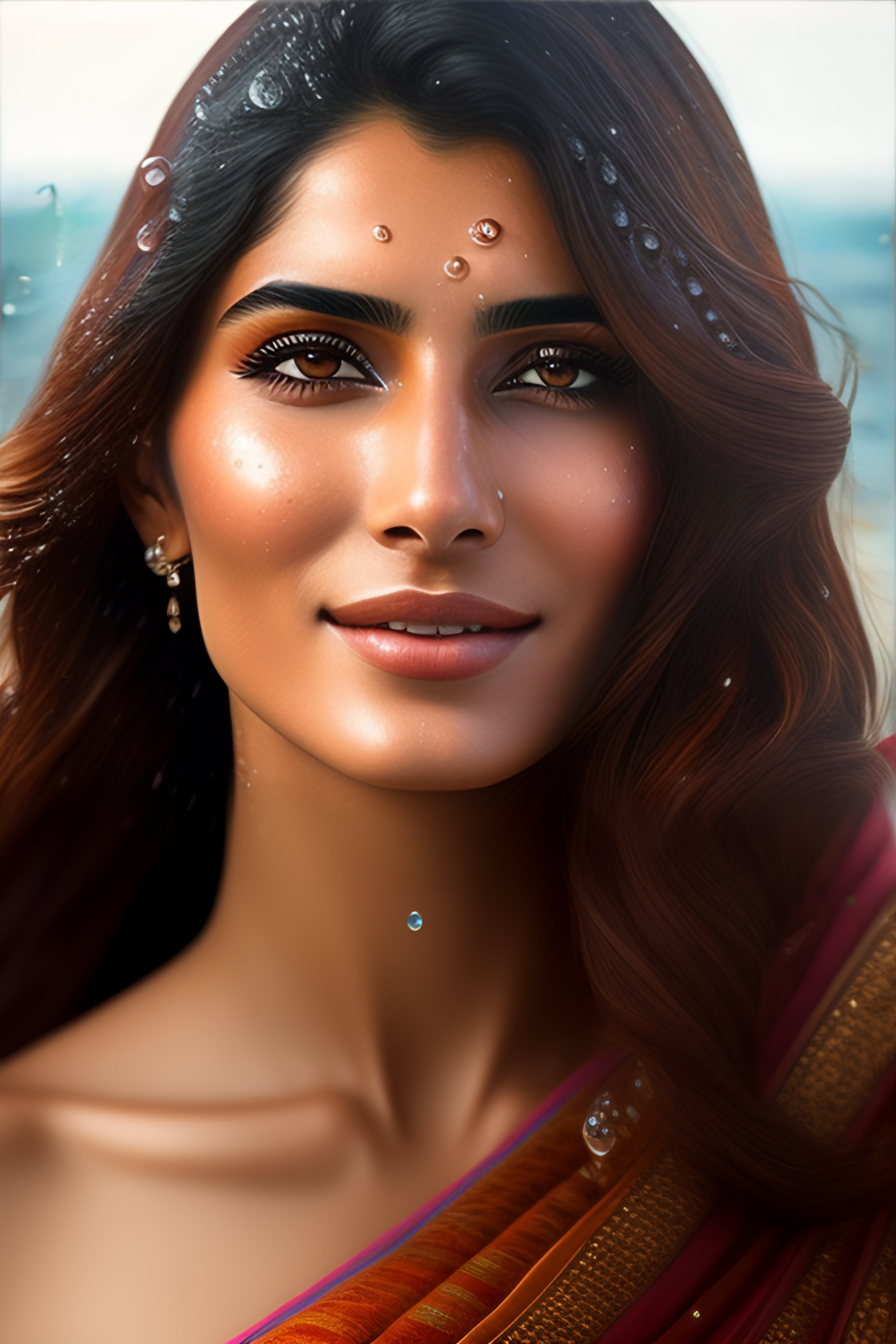 Lexica - Beautiful fair skin pakistani woman, brown eyes, wet hair ...