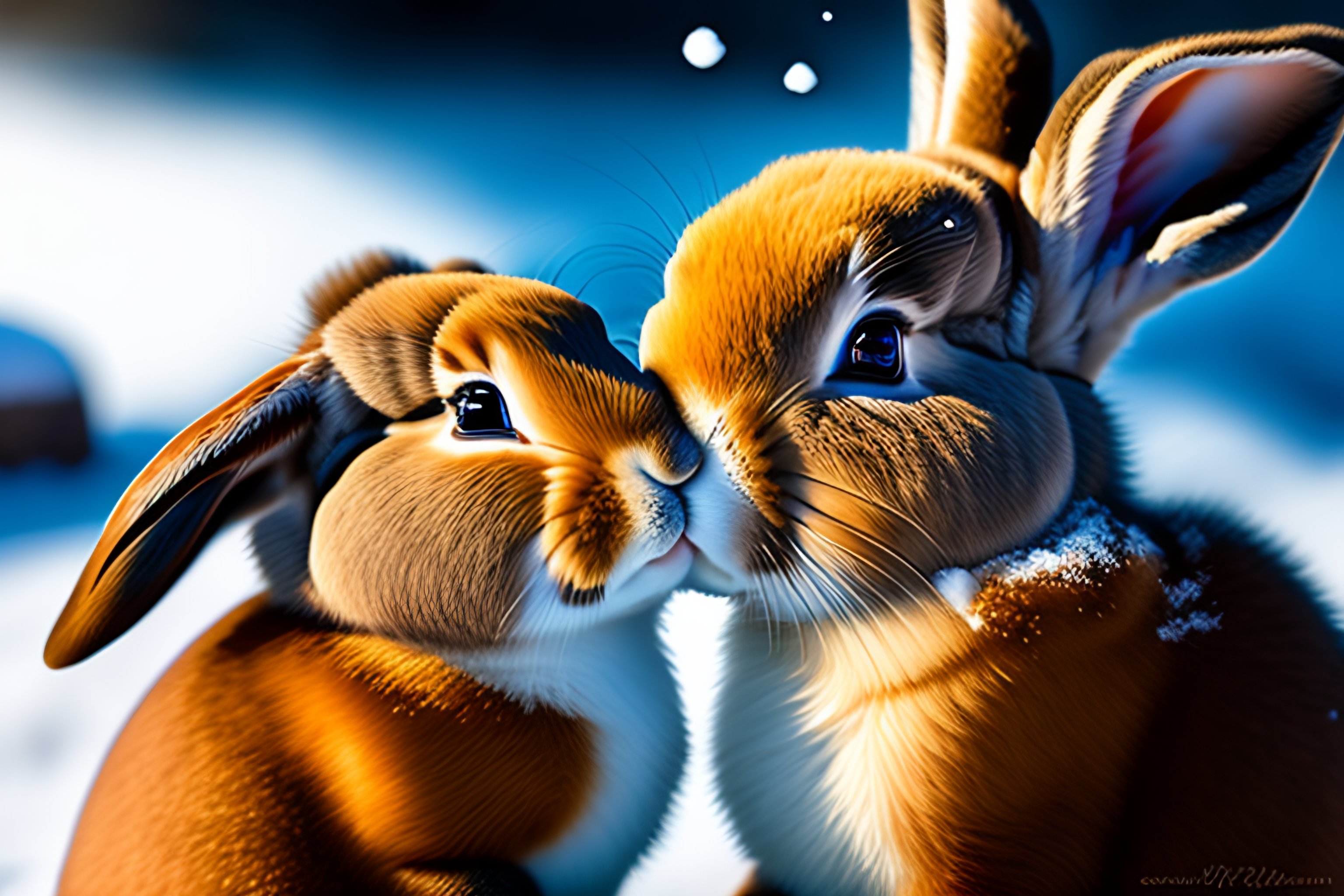 Lexica - Bunnies kissing in the snow