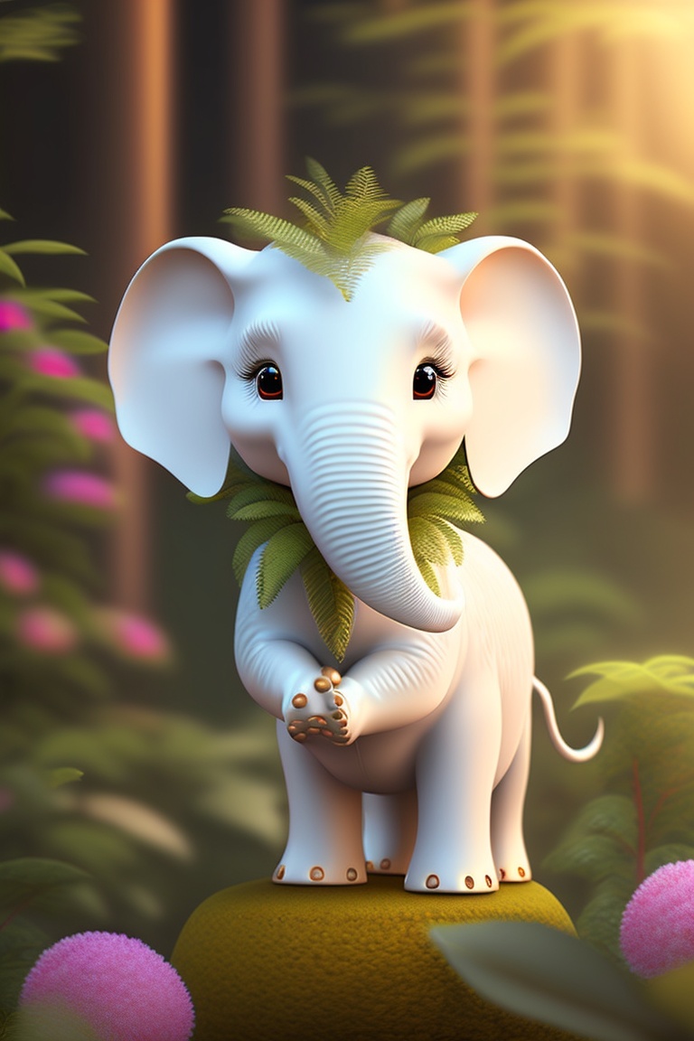 Cute Cartoon Elephant With Big Eyes