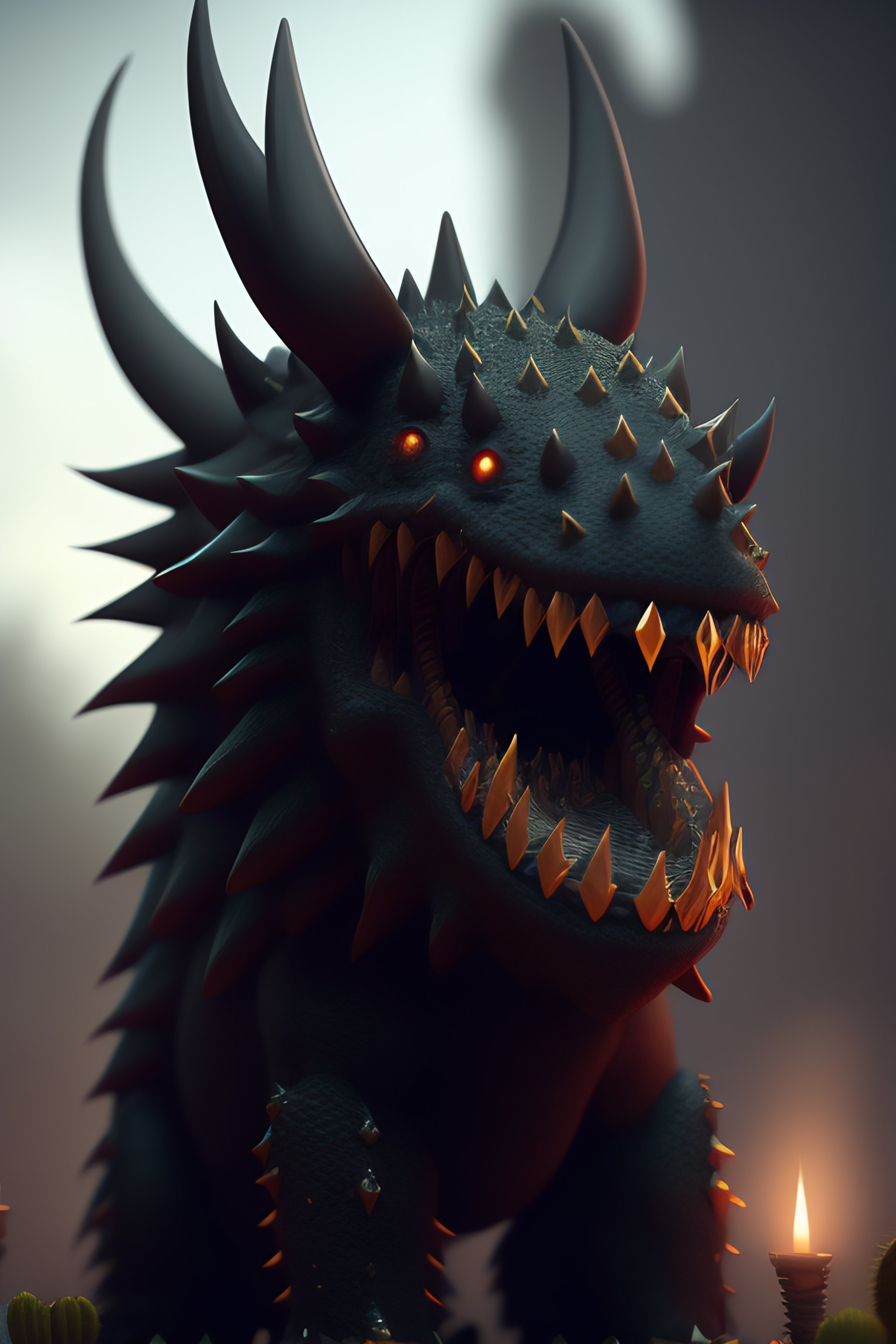 Lexica - Cactus-shaped monster with spikes and teeth , Darkness ...