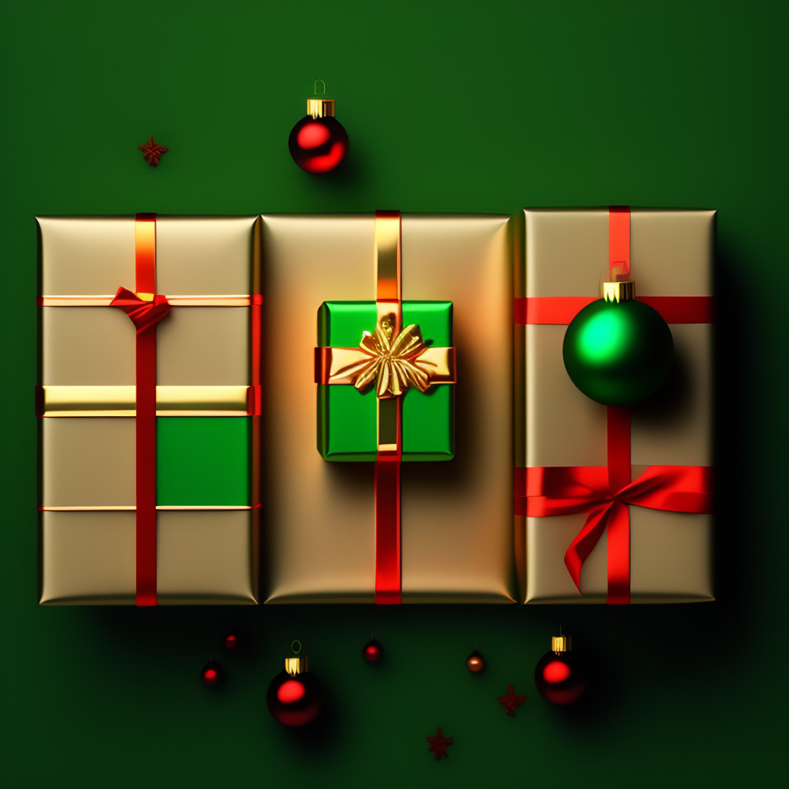 Lexica - Christmas background with gift boxes over green backdrop. Xmas ...