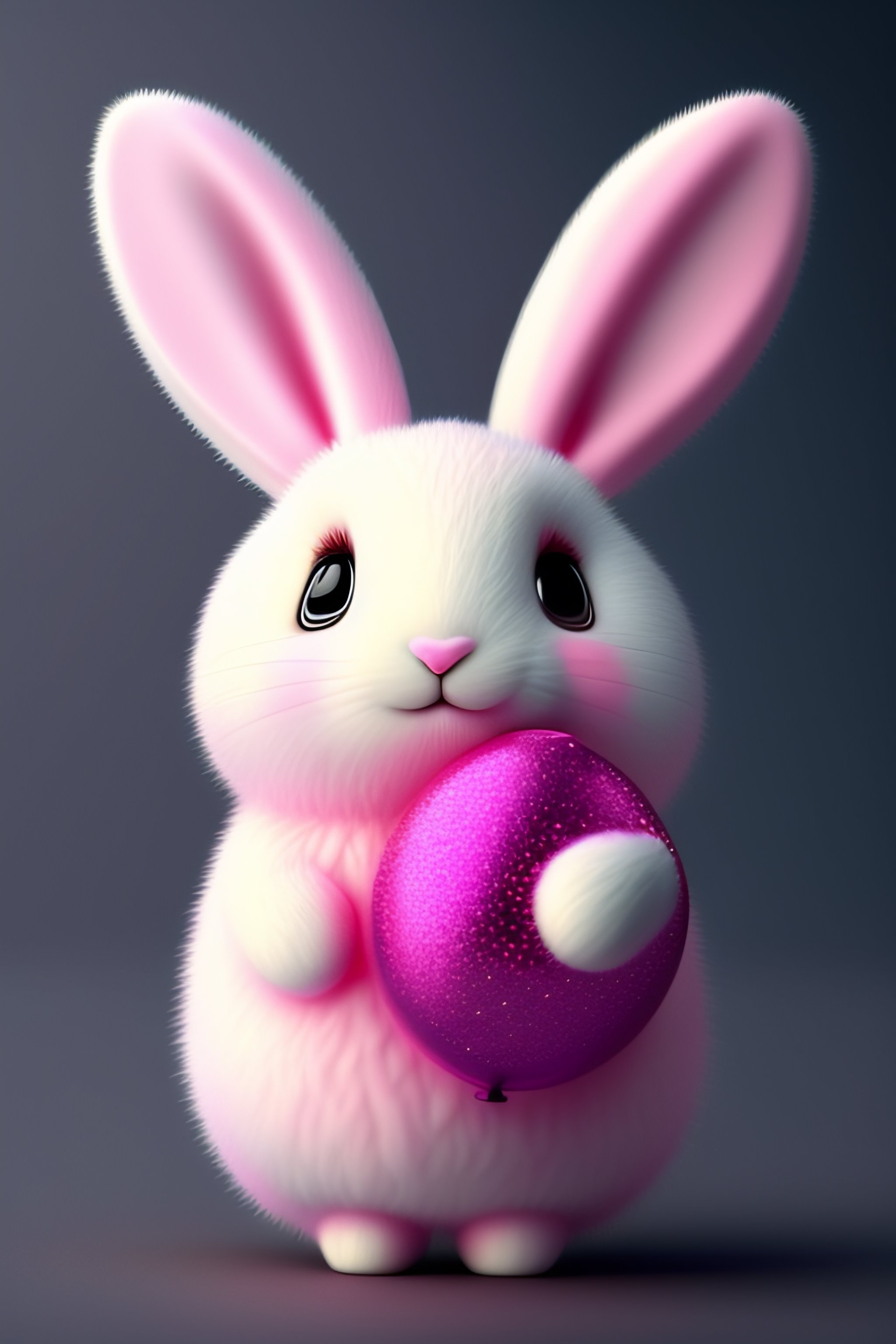 Lexica - Cute little pink bunny with a balloon