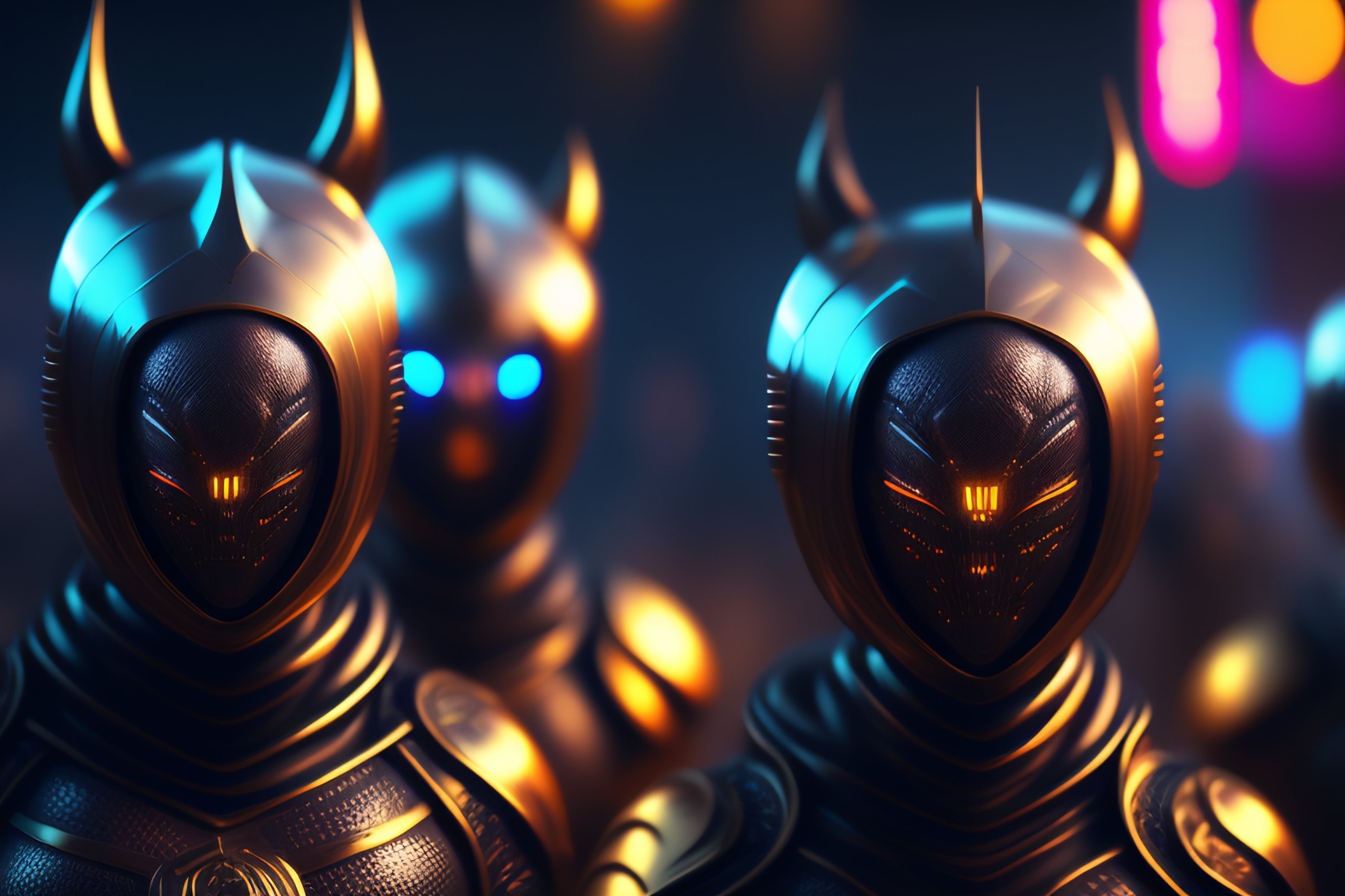 Lexica - Many different creepy android scary faces alien race ...