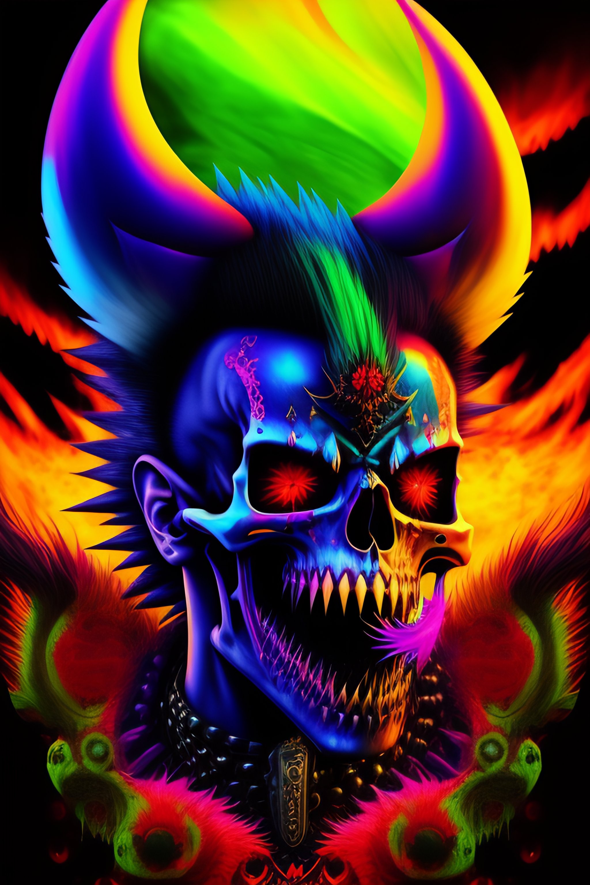 Lexica - Evil skull of a punk with a mohawk, with huge sharp fangs and ...