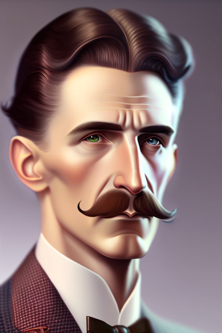 Lexica - The picture features the visage of a historical figure, Nikola ...