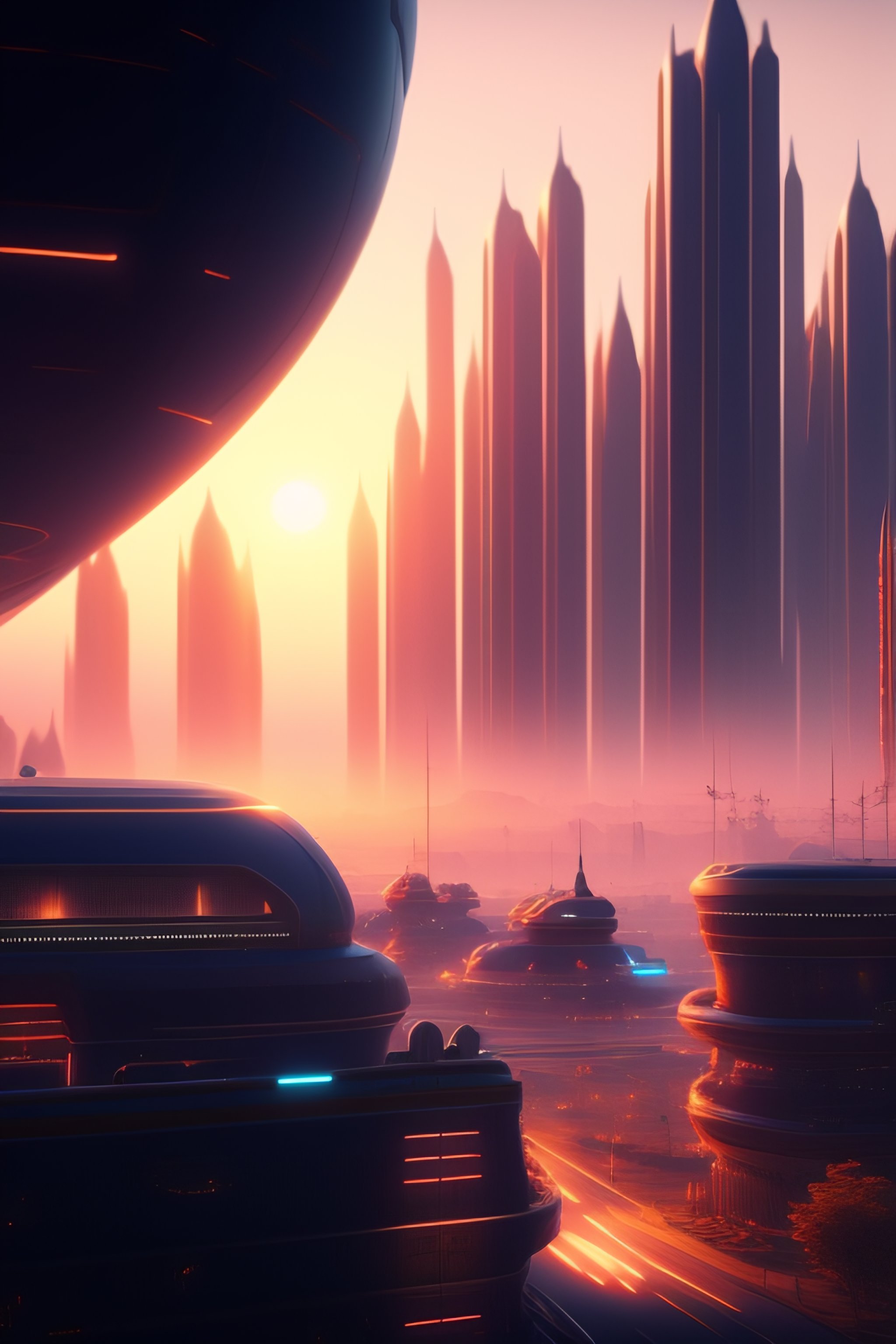 Lexica - Small old country town with humongous futuristic city built ...