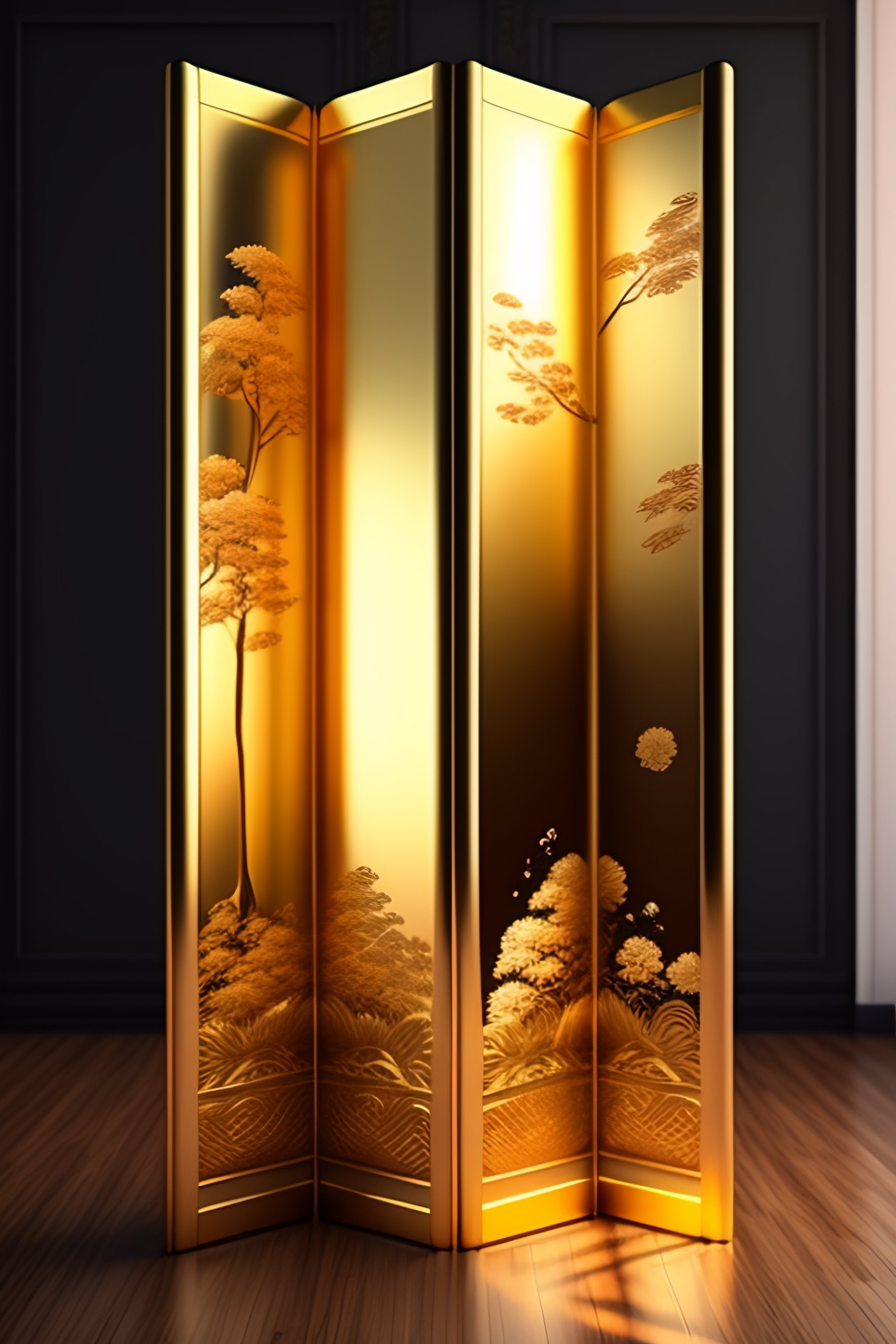 Lexica - Gold folding screen japanese in metaverse