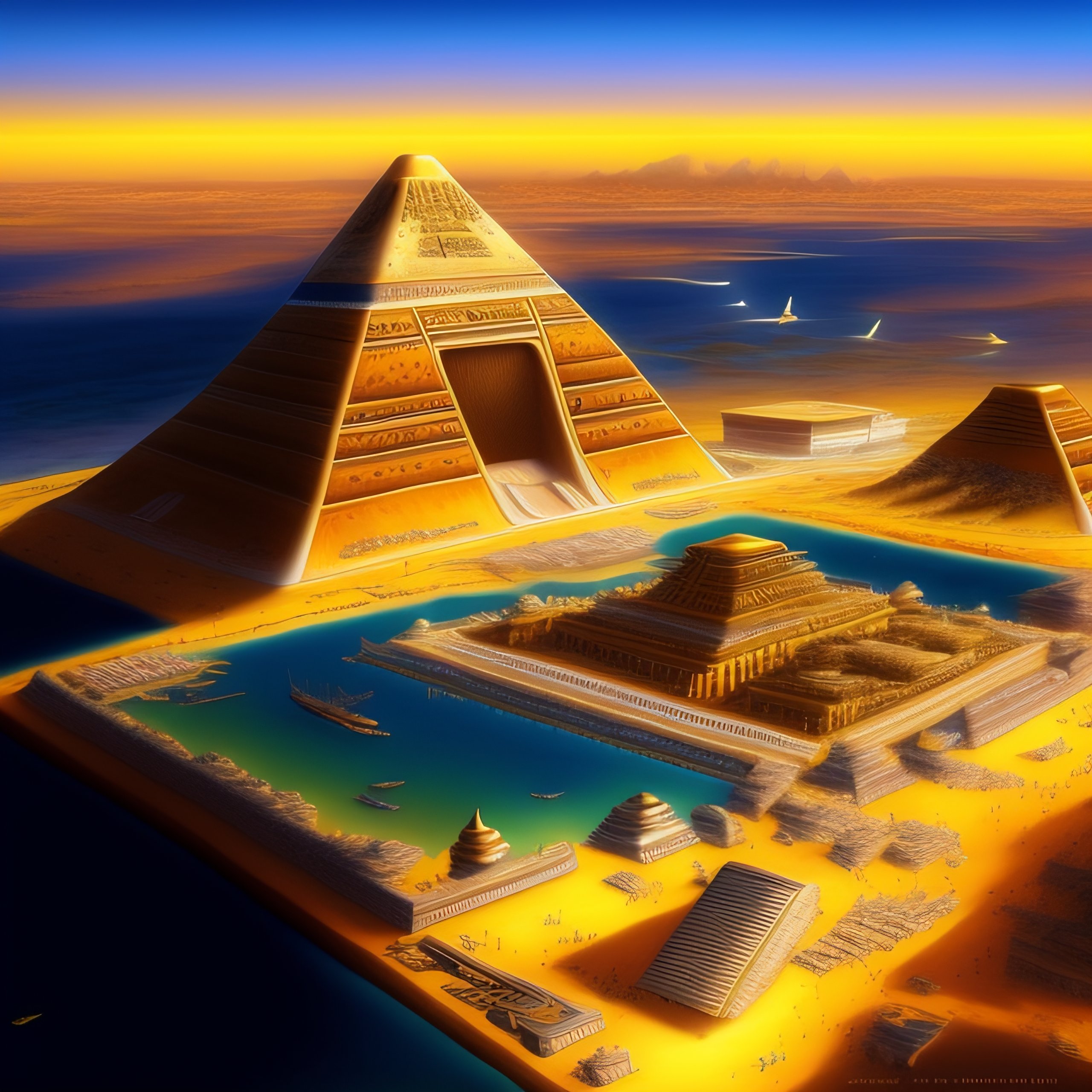 Lexica - Tilt-shift photo of Khufu, Khafre, and Menkaure pyramids of ...