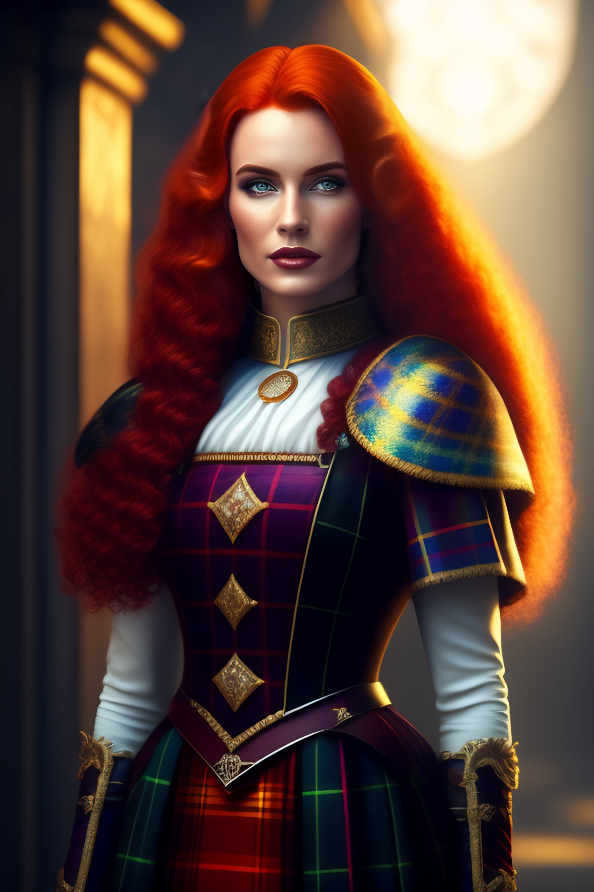 Lexica - Scottish princess in tartan, HD, 8k, gothic, glow, bright ...