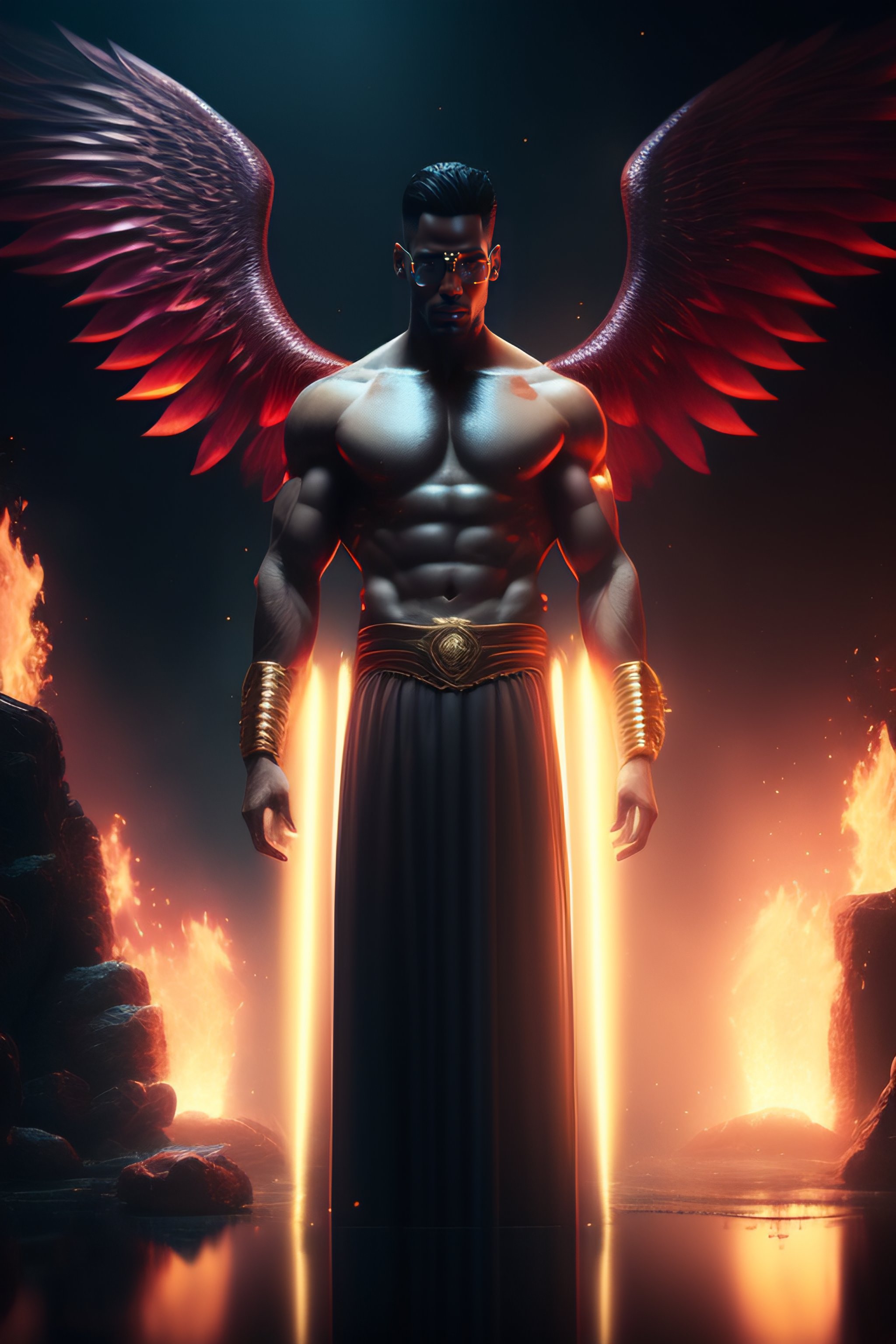 Lexica - 8k resoultion,hyper realstic, lucifer in god , full body