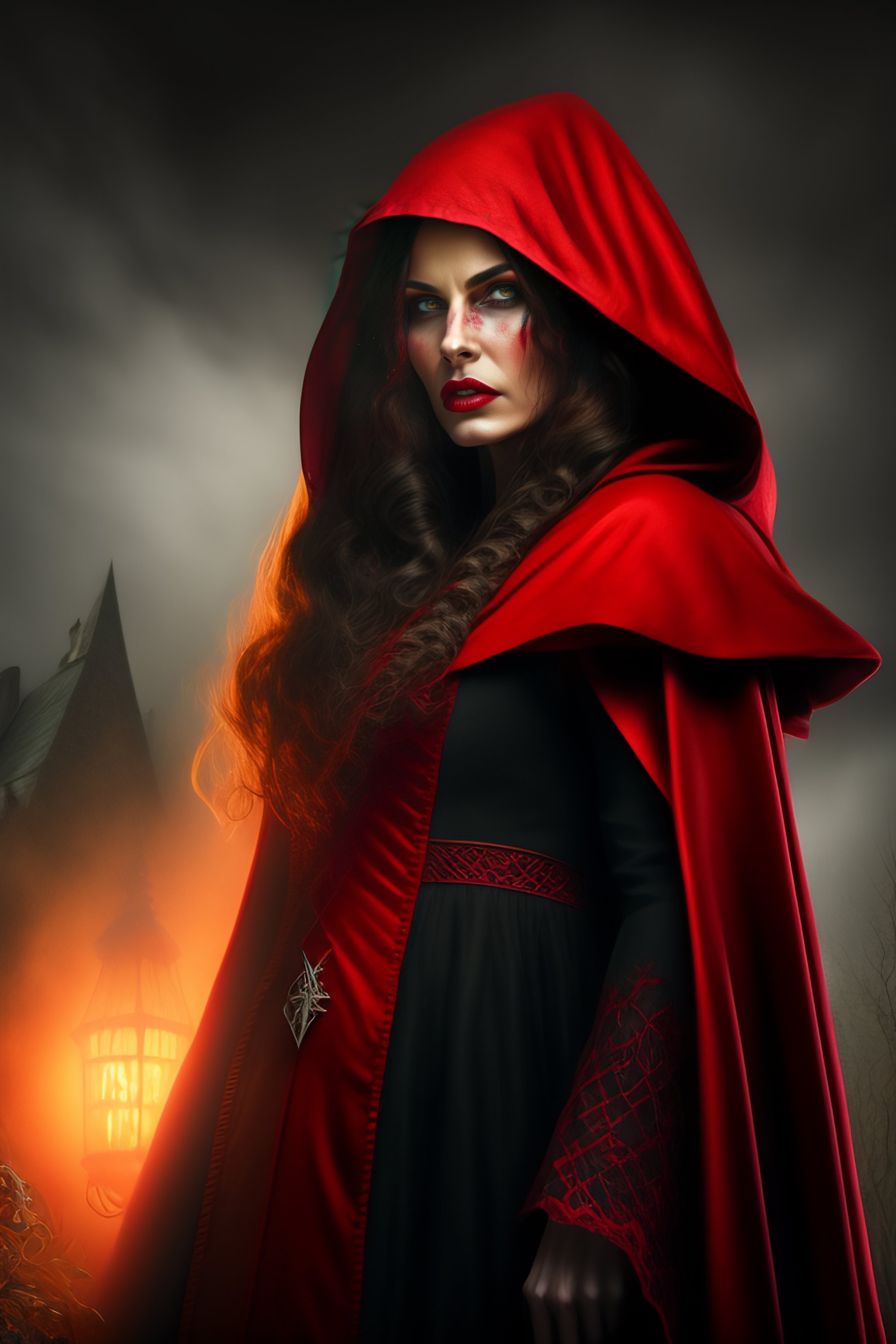 Lexica - Ultra realistic portrait of a creepy witch dressed as Red ...