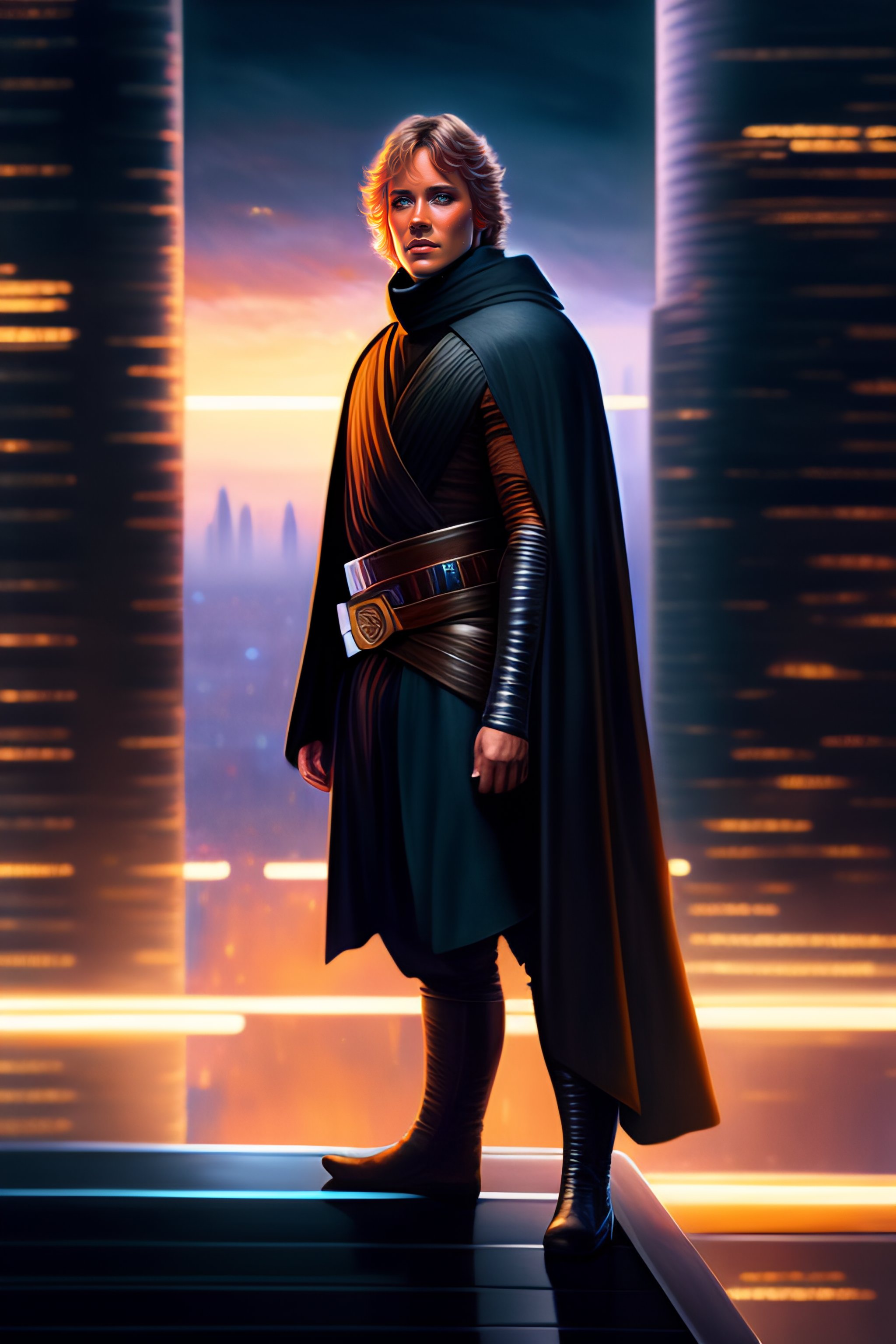 Lexica - Portrait of luke skywalker wearing a black jedi tunic on a ...