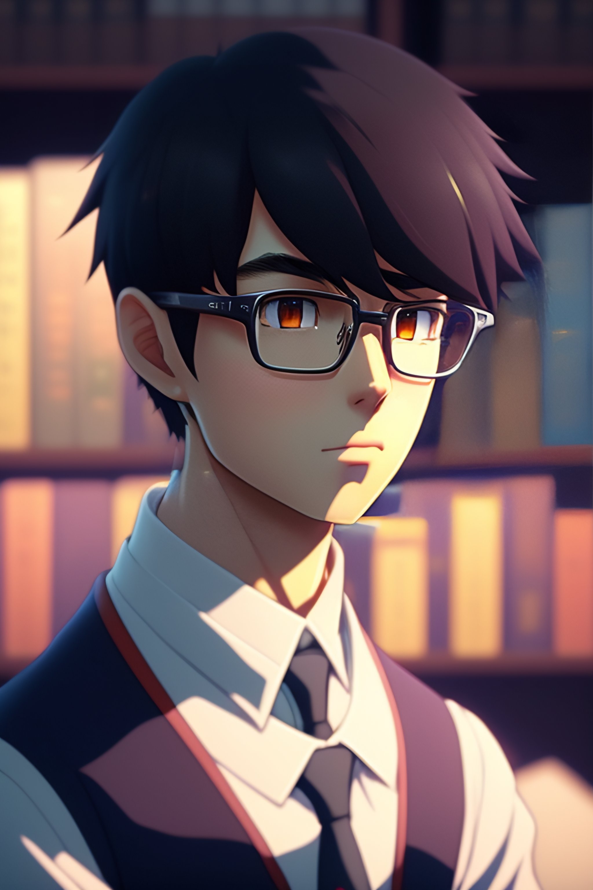 Lexica - A nerdy anime boy is looking for solutions, in the office ...