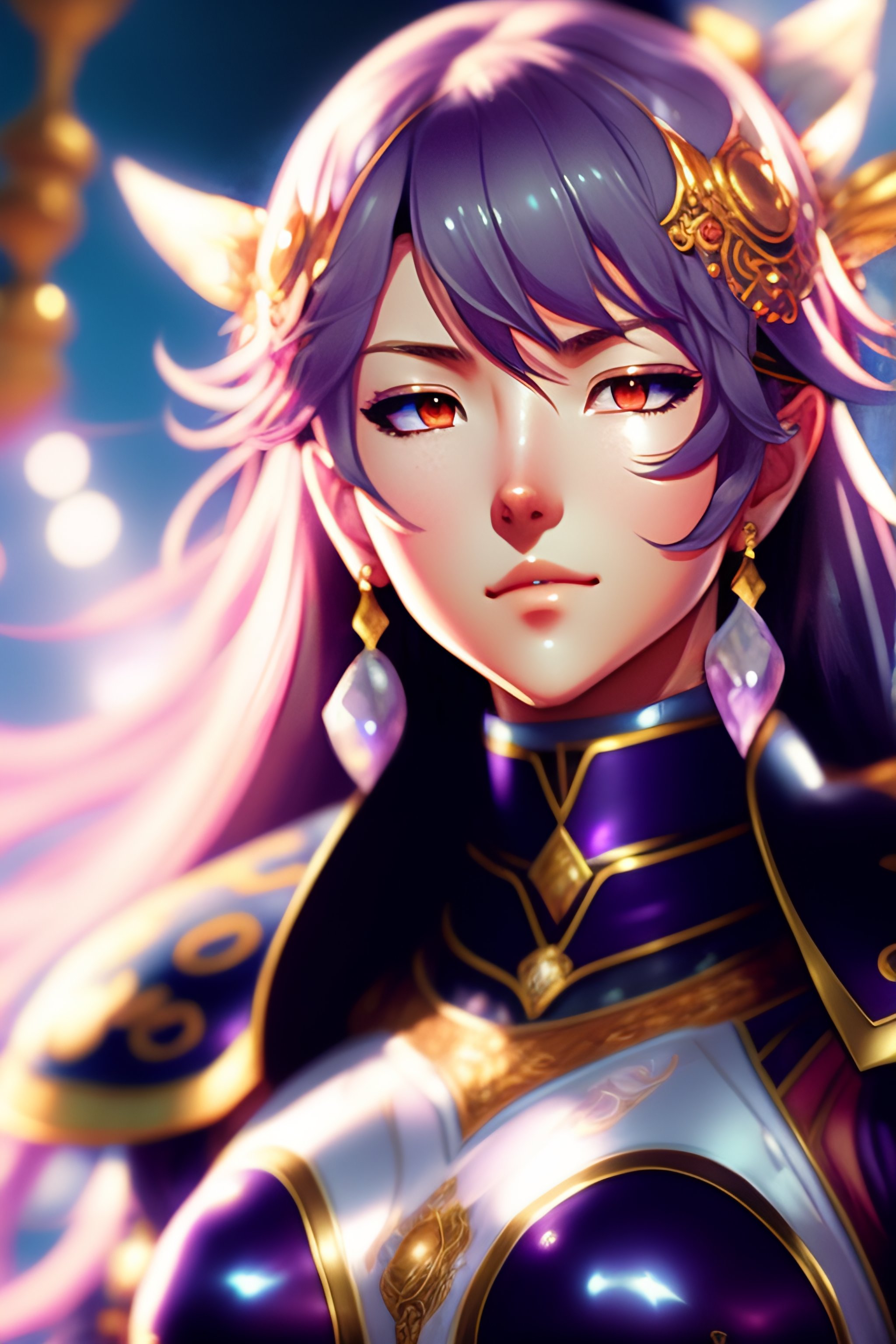 Lexica - Royal princess in amethyst and white armor, hidari, color page ...