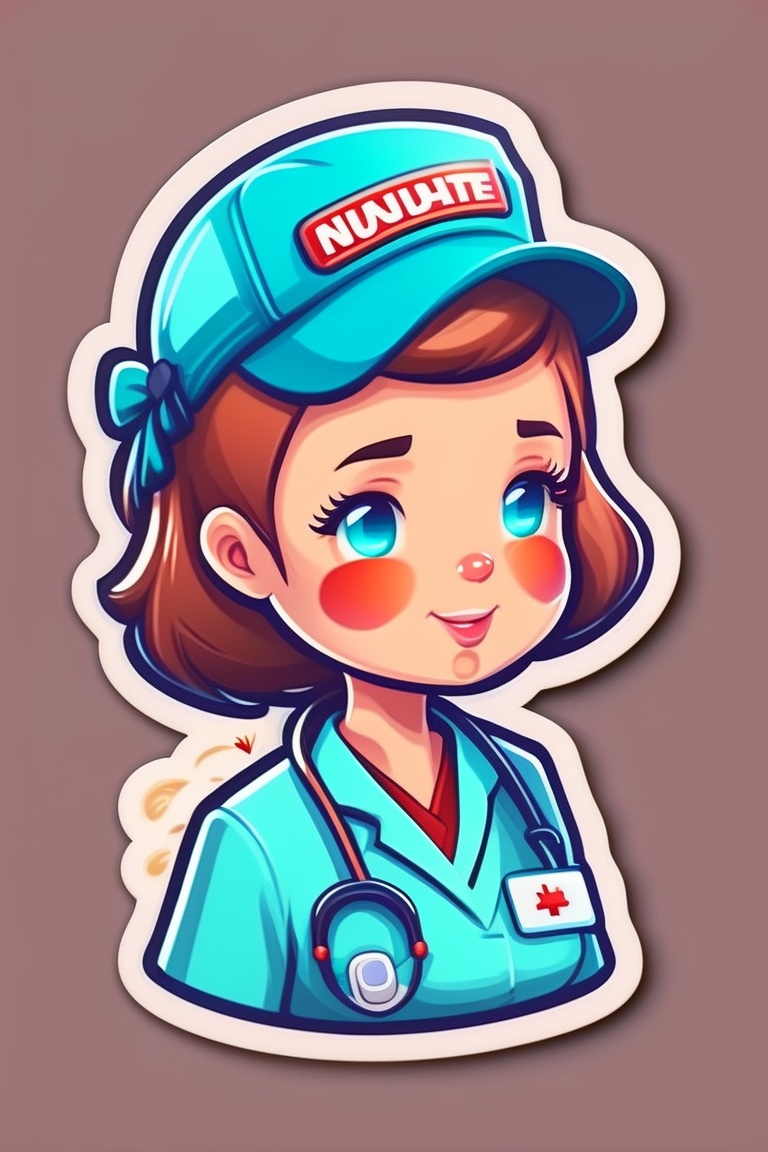 Lexica - A cute nurse sticker, cartoon style