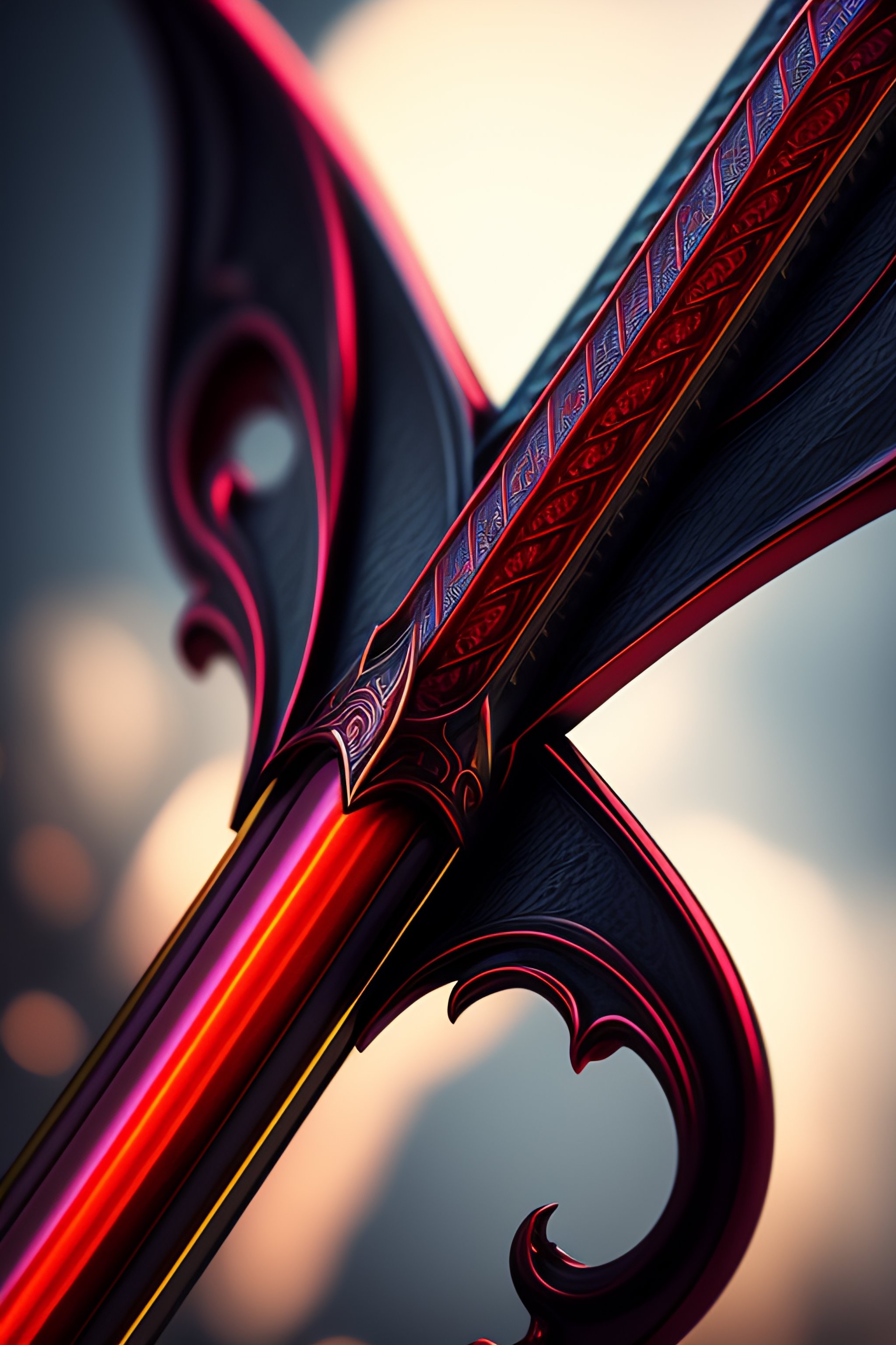 Lexica - Fantasy longsword made of transparent red glass, evil magic ...
