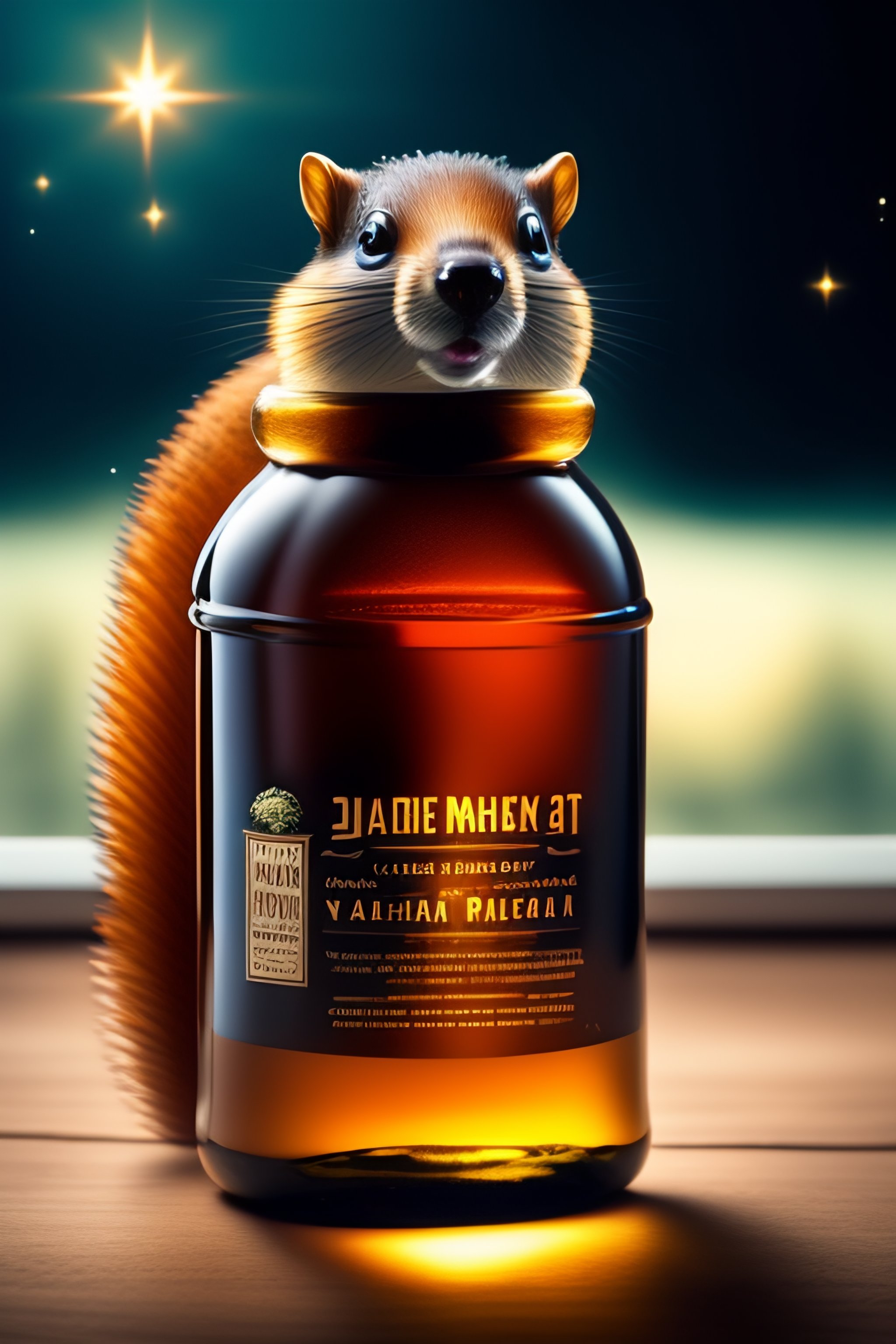 Lexica - Eager wet beaver holding moonshine beer in space, big tail ...