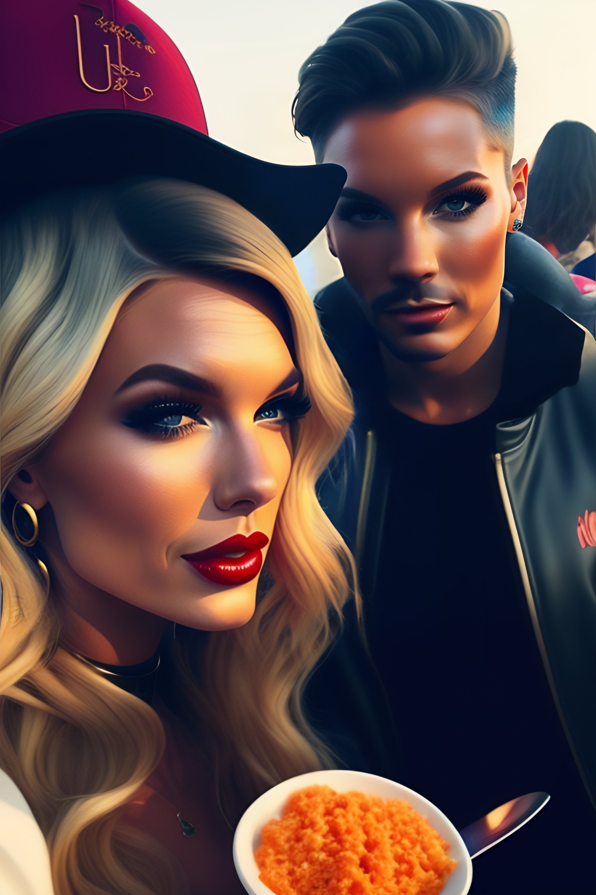 Lexica - Taylor swift eating pomello with halsey in country road