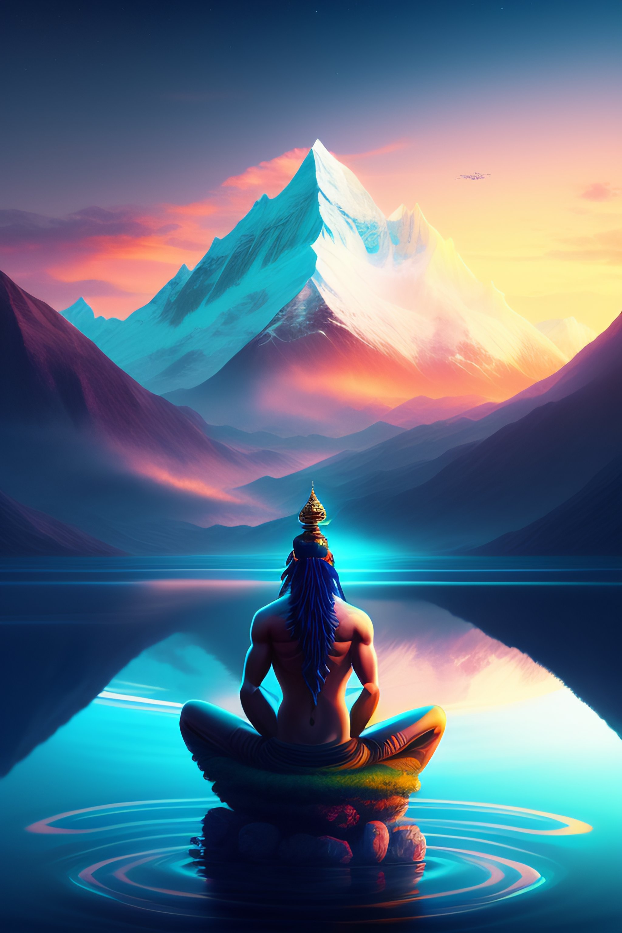 Lexica - Lord SHIVA sitting on himalaya, highly detailed on water ...