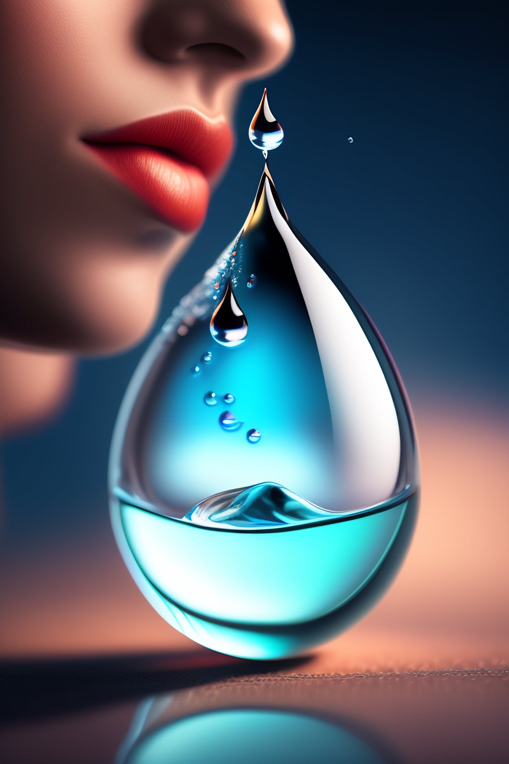 Lexica - Animated water drop whith face and ices