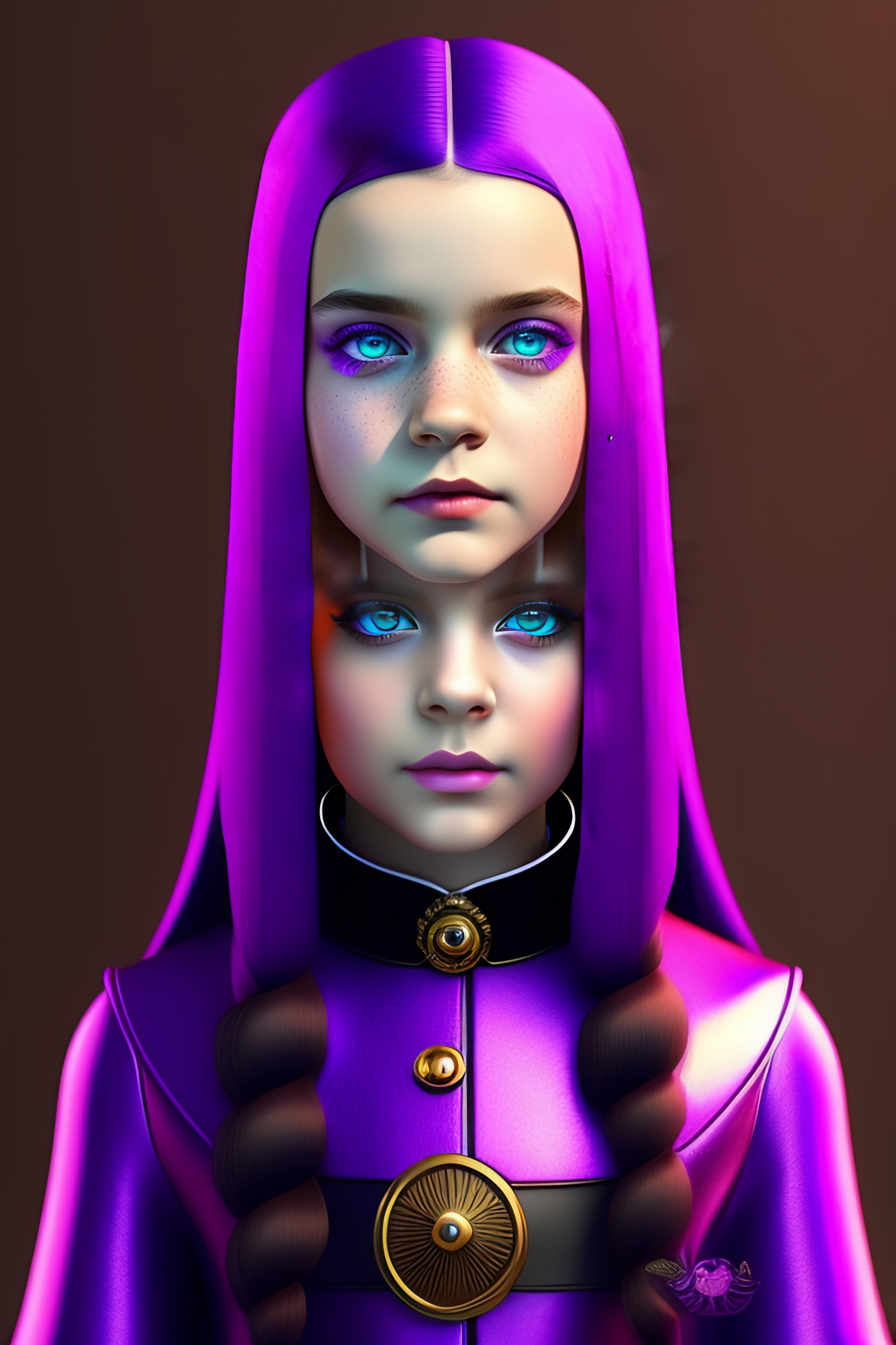 Lexica - Young Wednesday Addams stunning cyberpunk steampunk purple ...