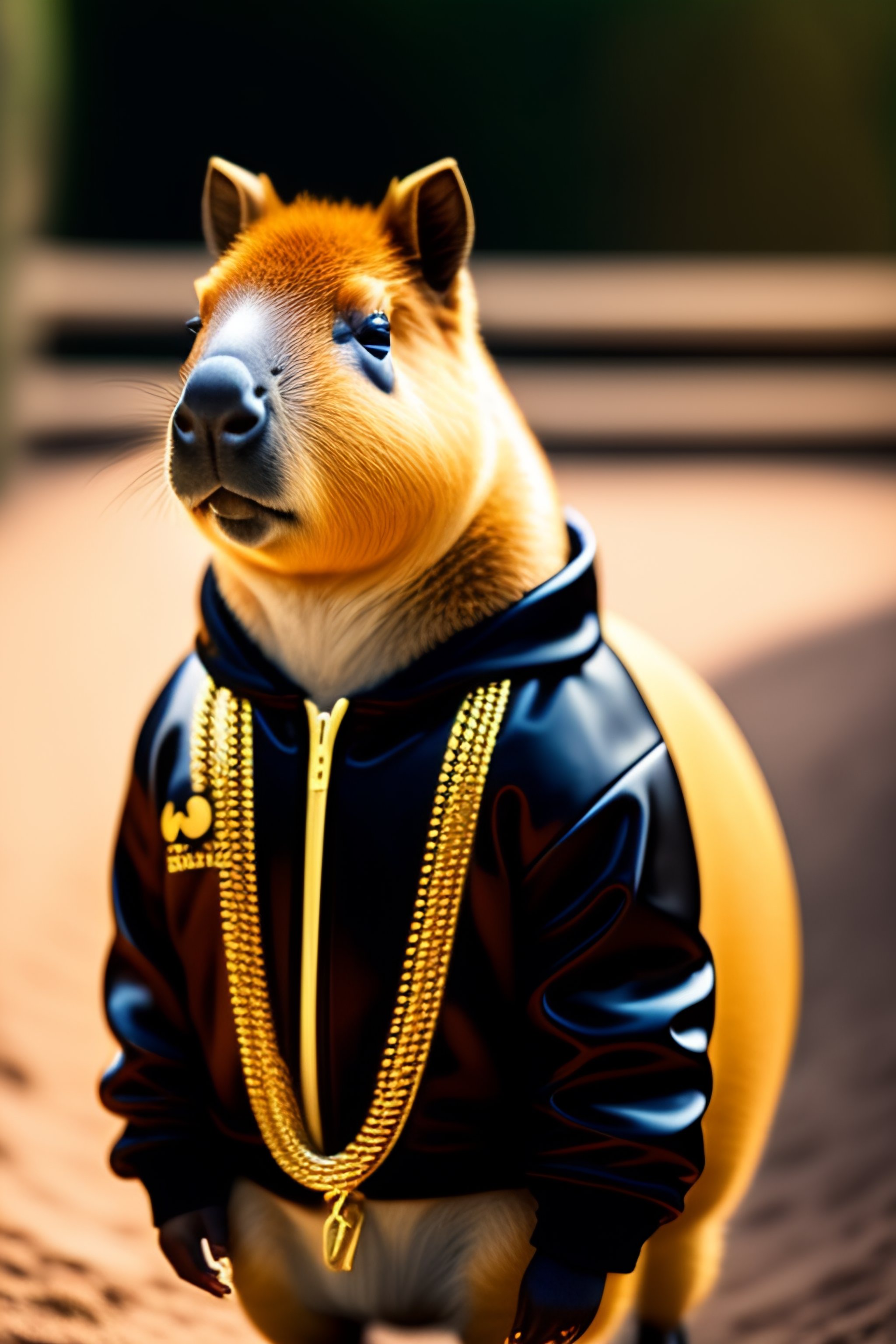 Lexica - Capybara, dress a supreme tracksuit and gold chain and black ...