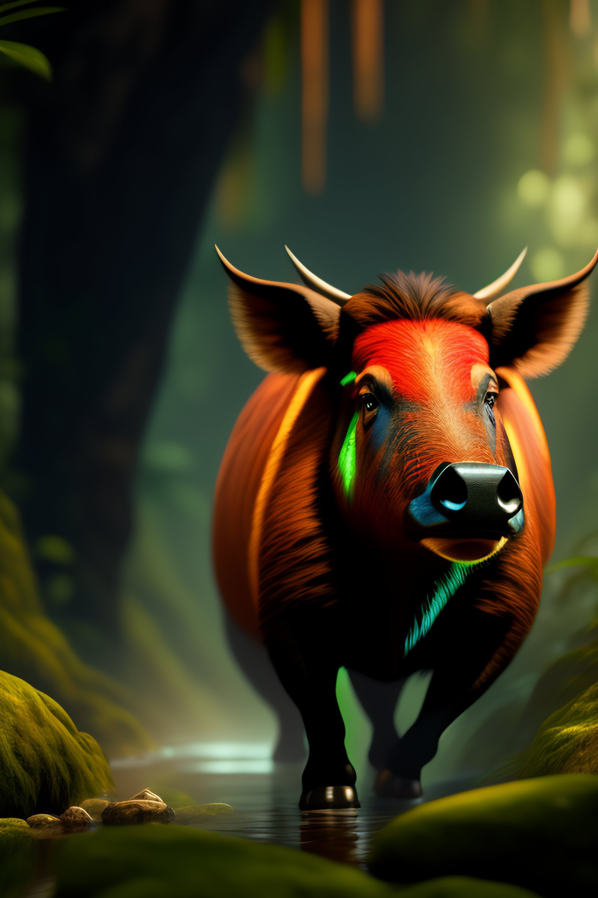 Lexica - An indigenous Brazilian boy with green skin, red hair and ...