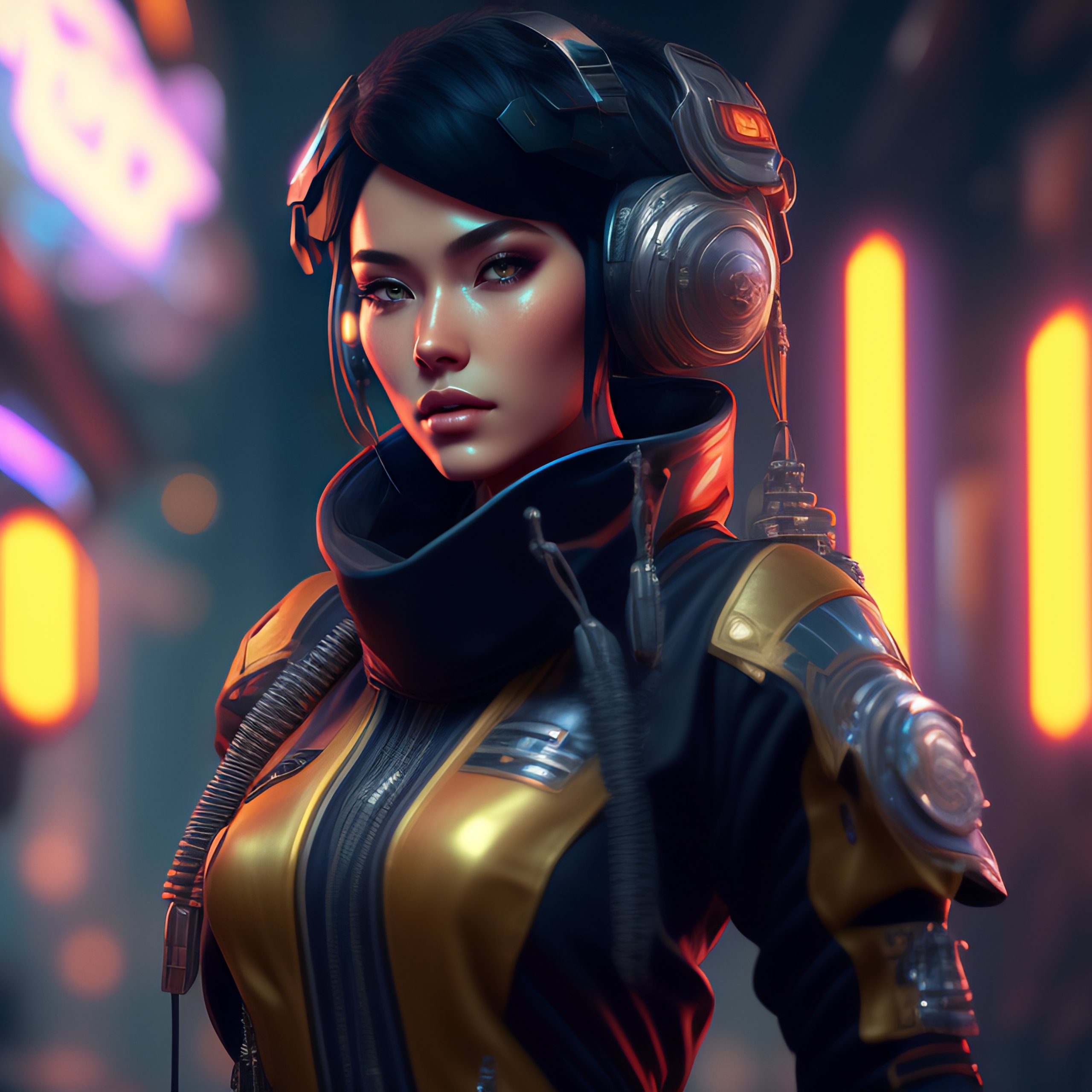 Lexica - Mech Punk clothes with short hair girl, battle status, hyper ...