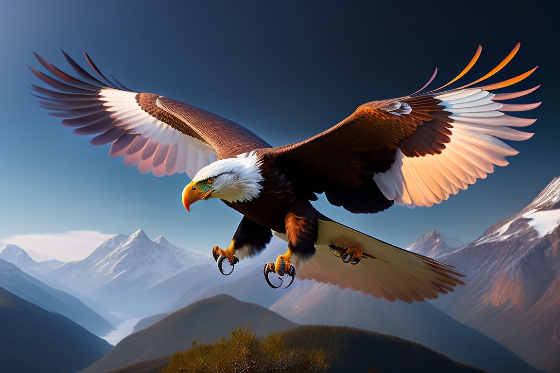 Lexica - High above the treetops, a majestic eagle soared with wings ...