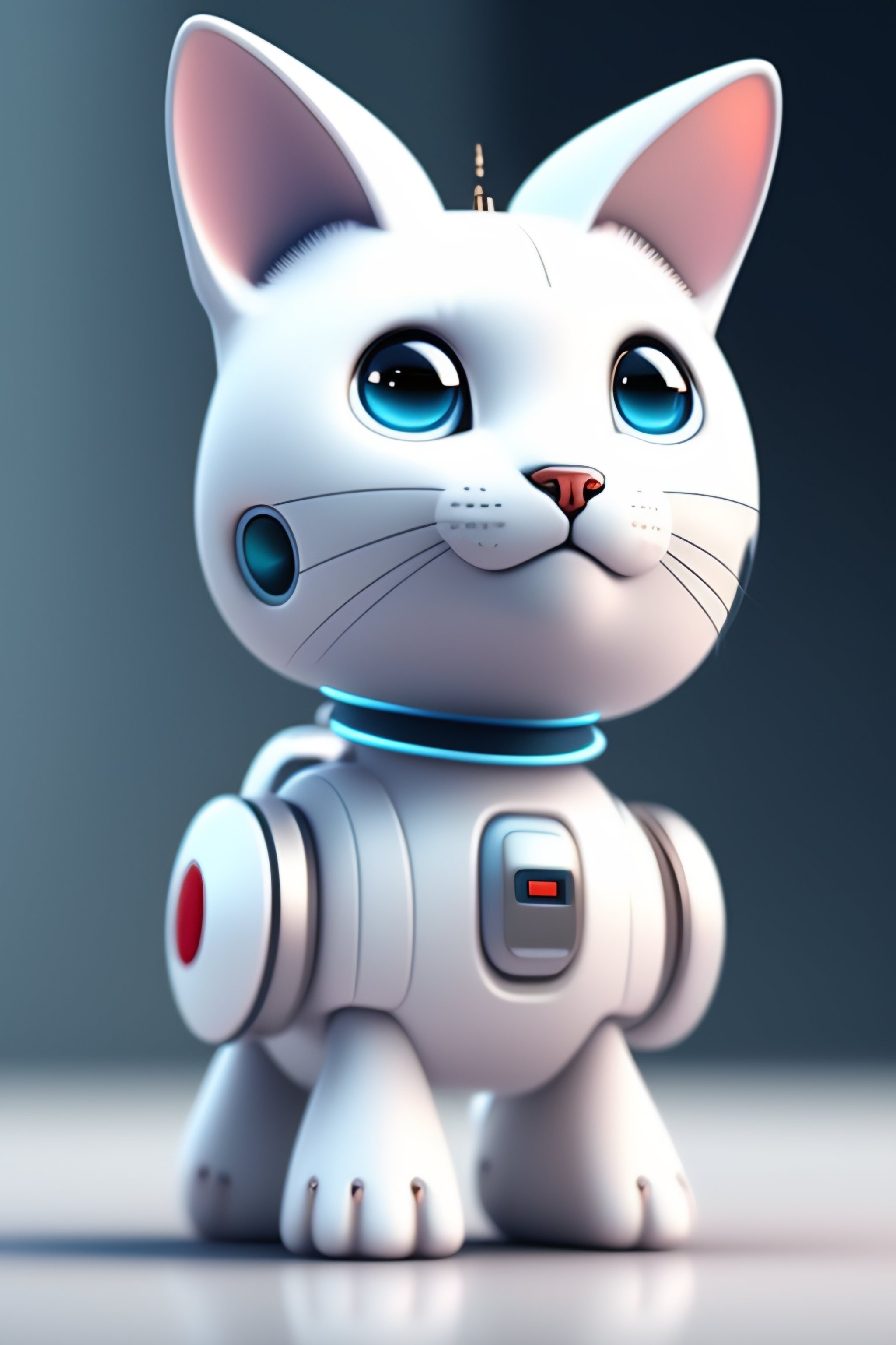 Lexica - A cute little hovering white robot with cat ears, designed by ...