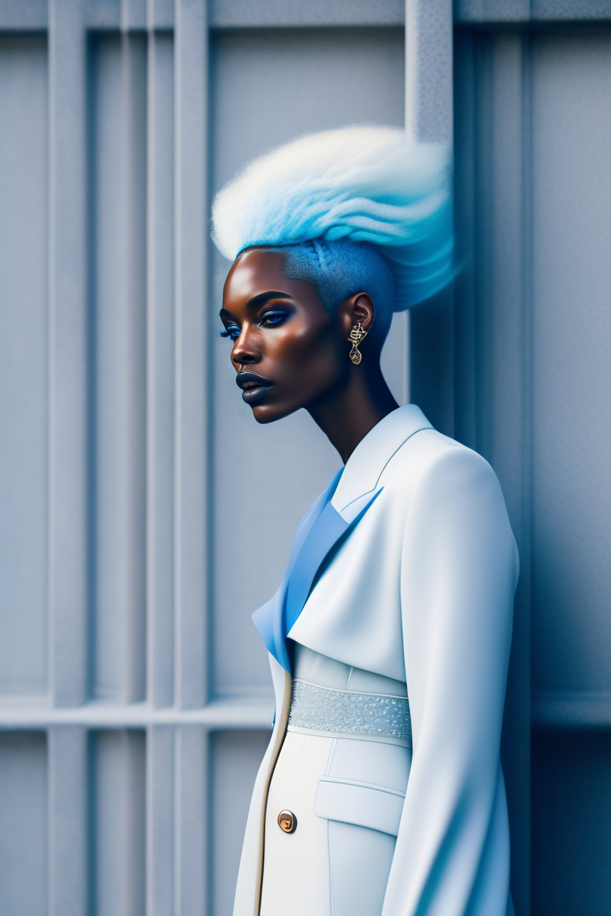 Lexica - Portrait of haute couture beautiful albino fashion model with ...