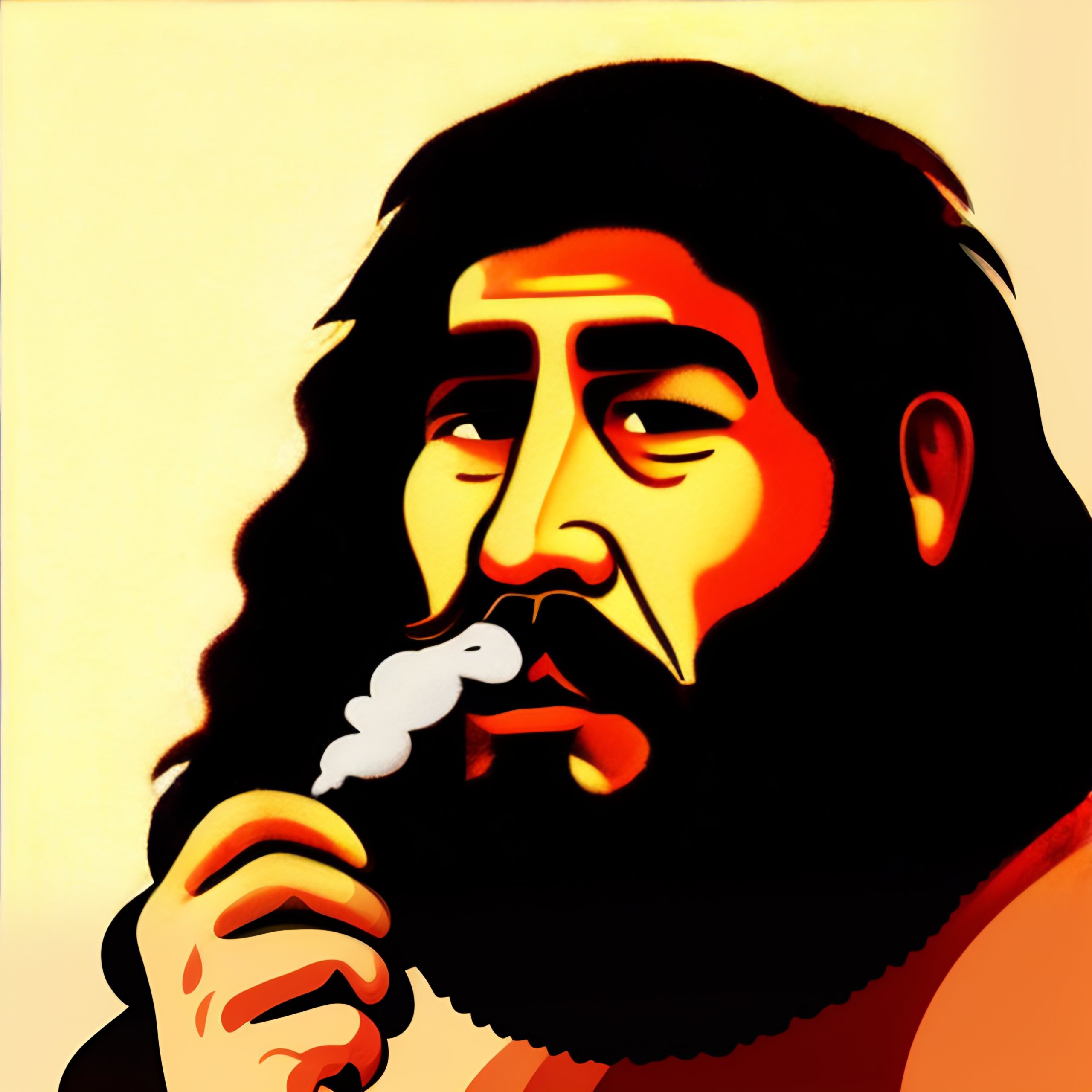 Lexica - Illustration of a caveman smoking a joint