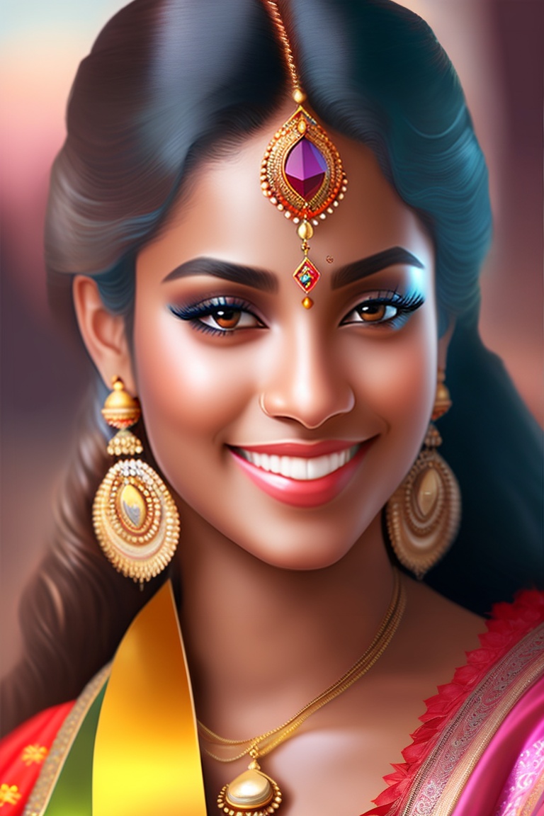 Lexica - Shri Radha Rani wearing sharee like South Indian girls and has ...