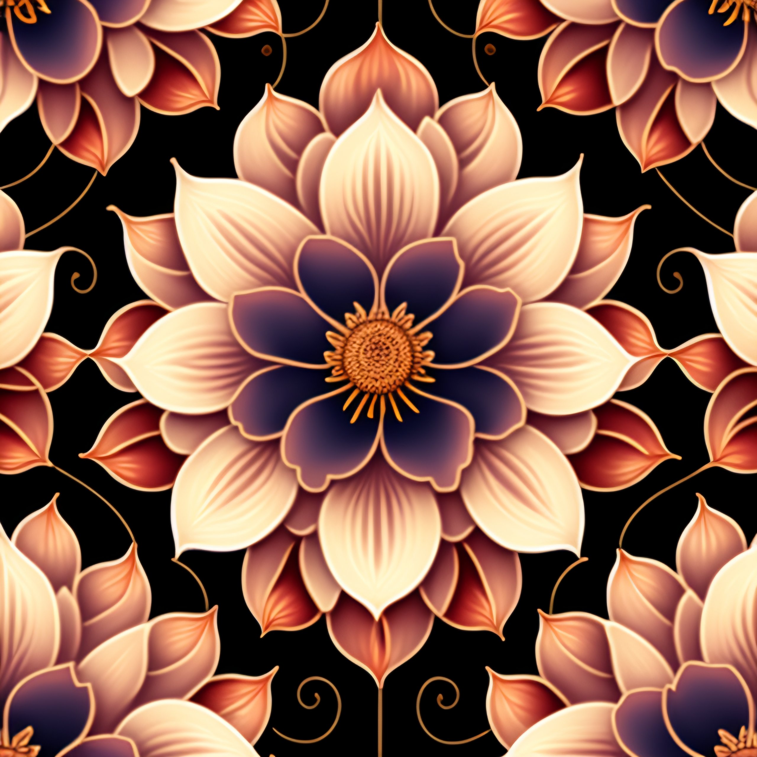 Lexica - Floral Victorian large repeating pattern of lotus flowers for ...