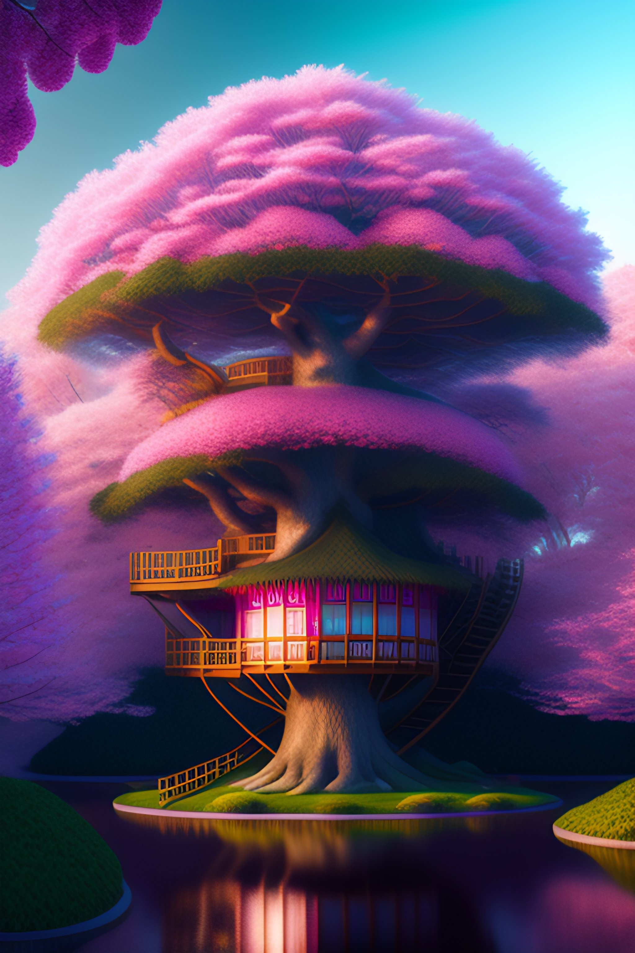 Lexica - THE CHERRY BLOSSOM TREE HOUSE + beautiful ornate treehouse in ...