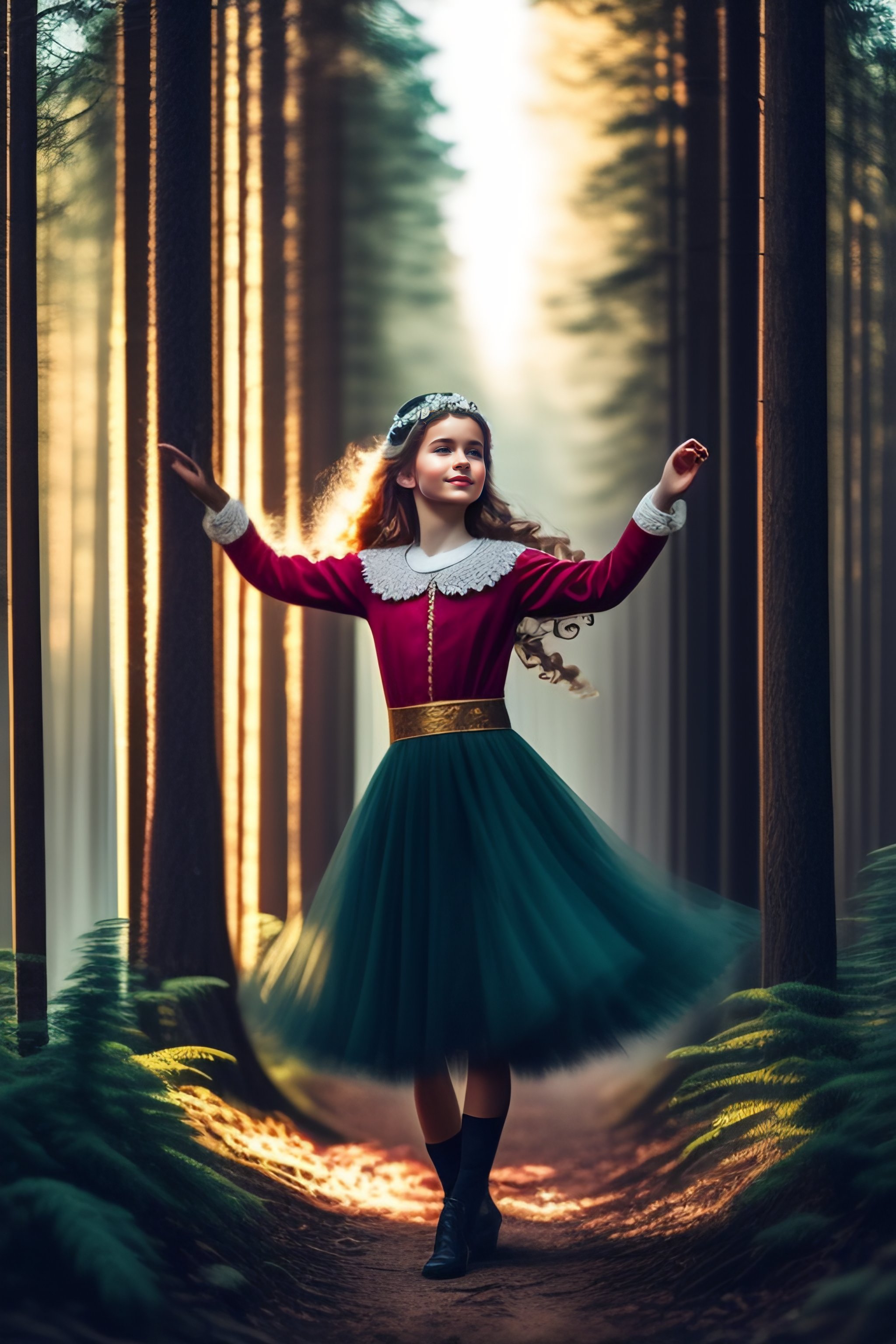Lexica - Russian girl dancing in a forest in a clearing Middle Ages