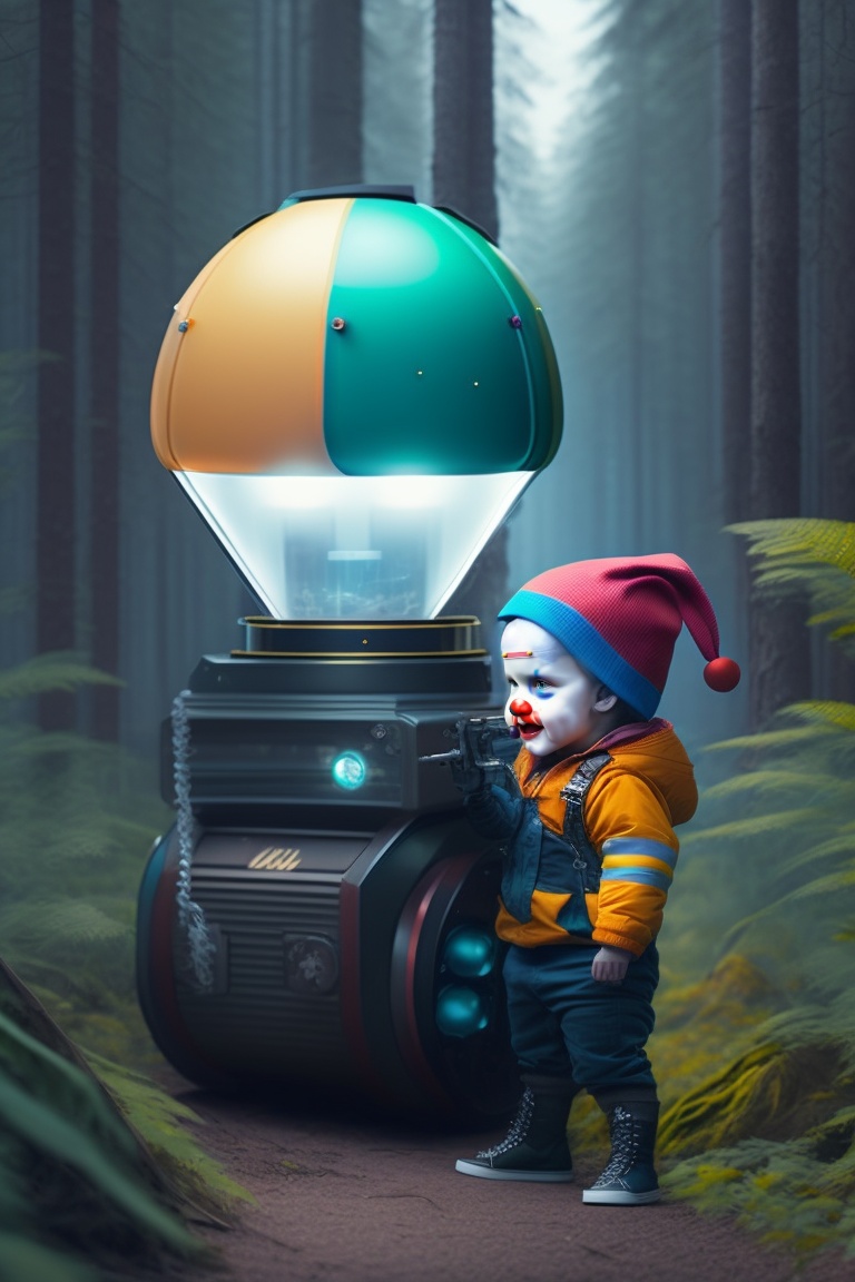 Lexica - Killer clown with robo balloon cyberpunk halloween in forest ...