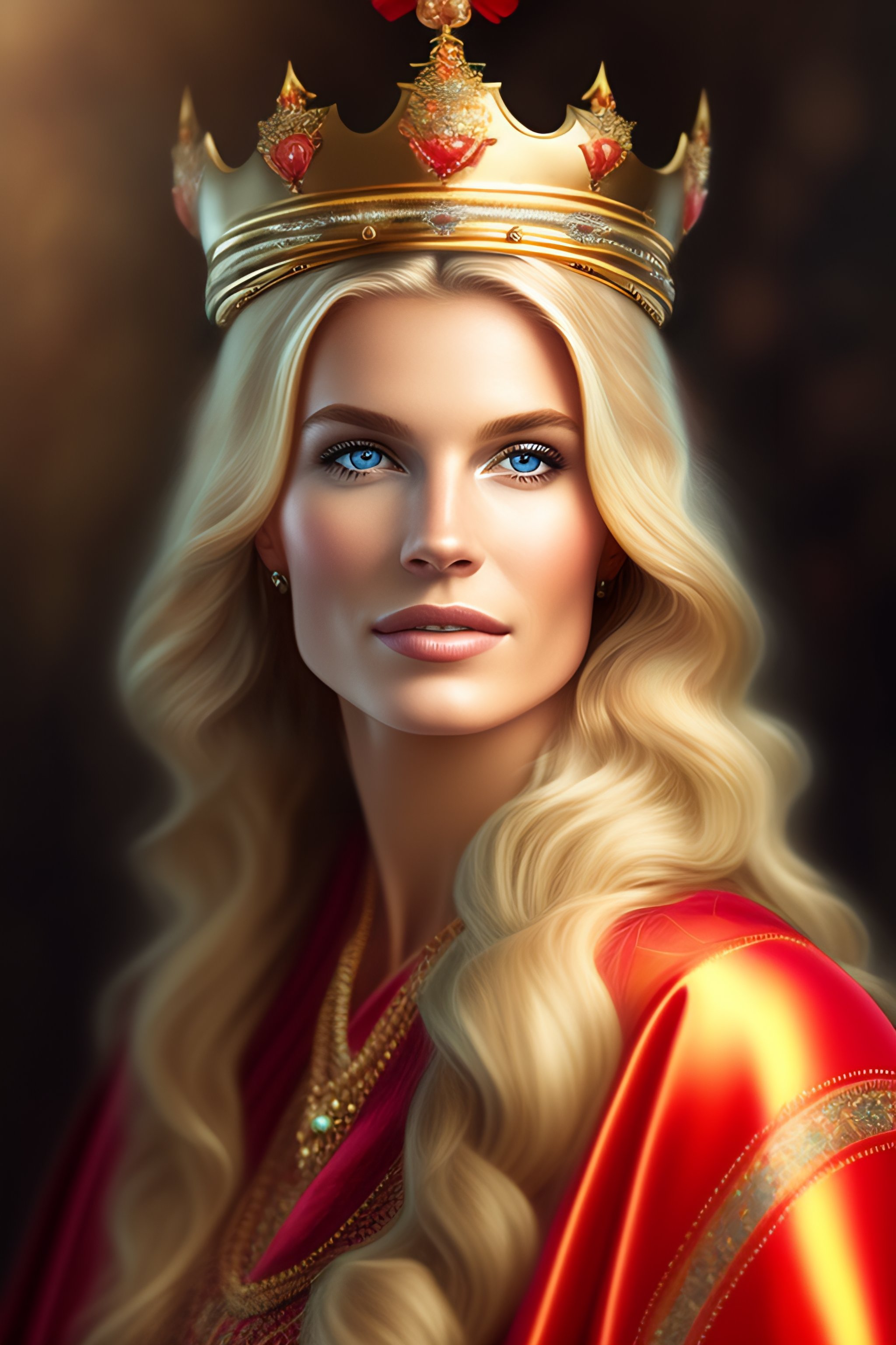 Lexica - Portrait of a blonde princess wearing a crown and a cloak ...