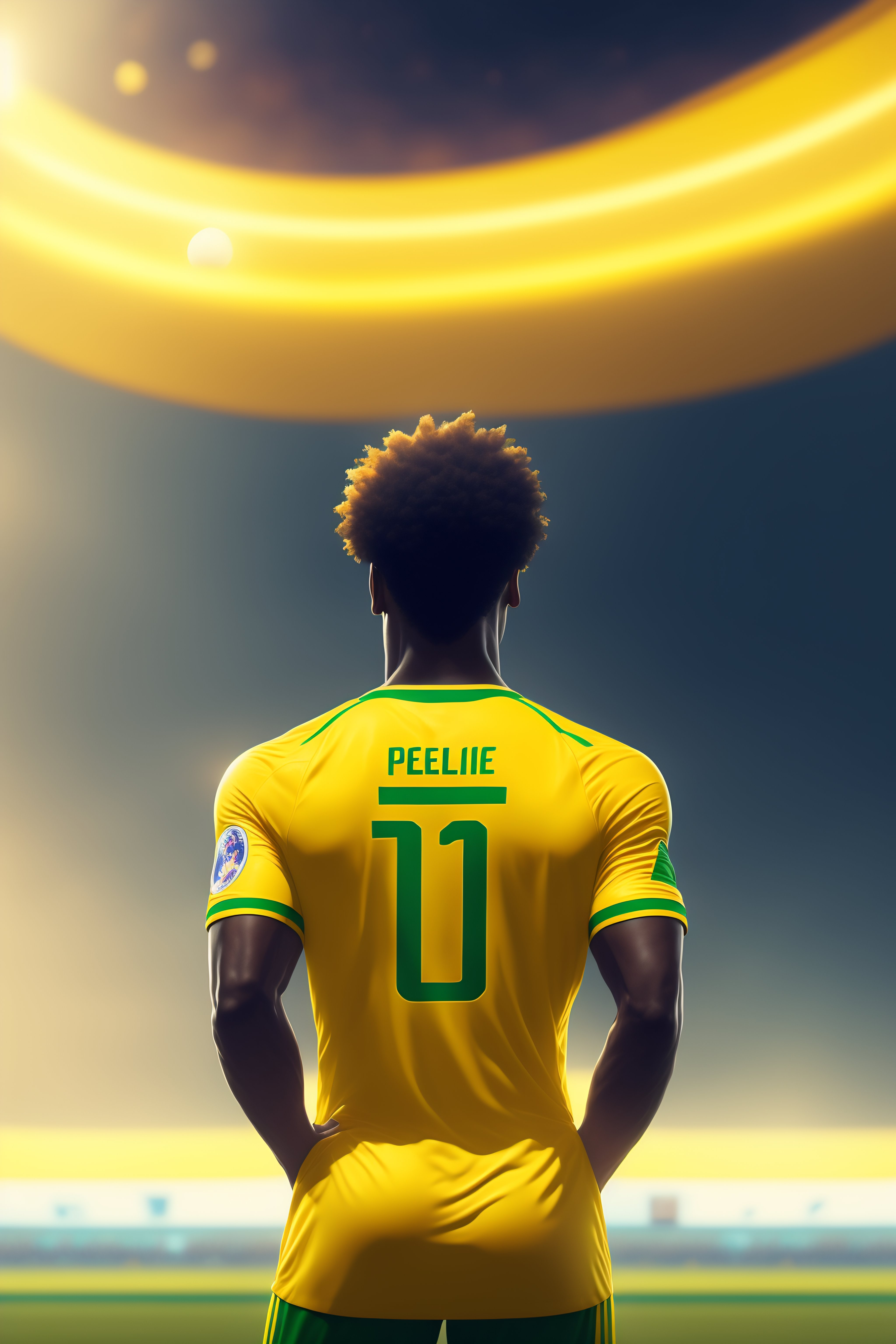 Lexica - Back of Footballer Pele wearing yellow brazil team jersey ...