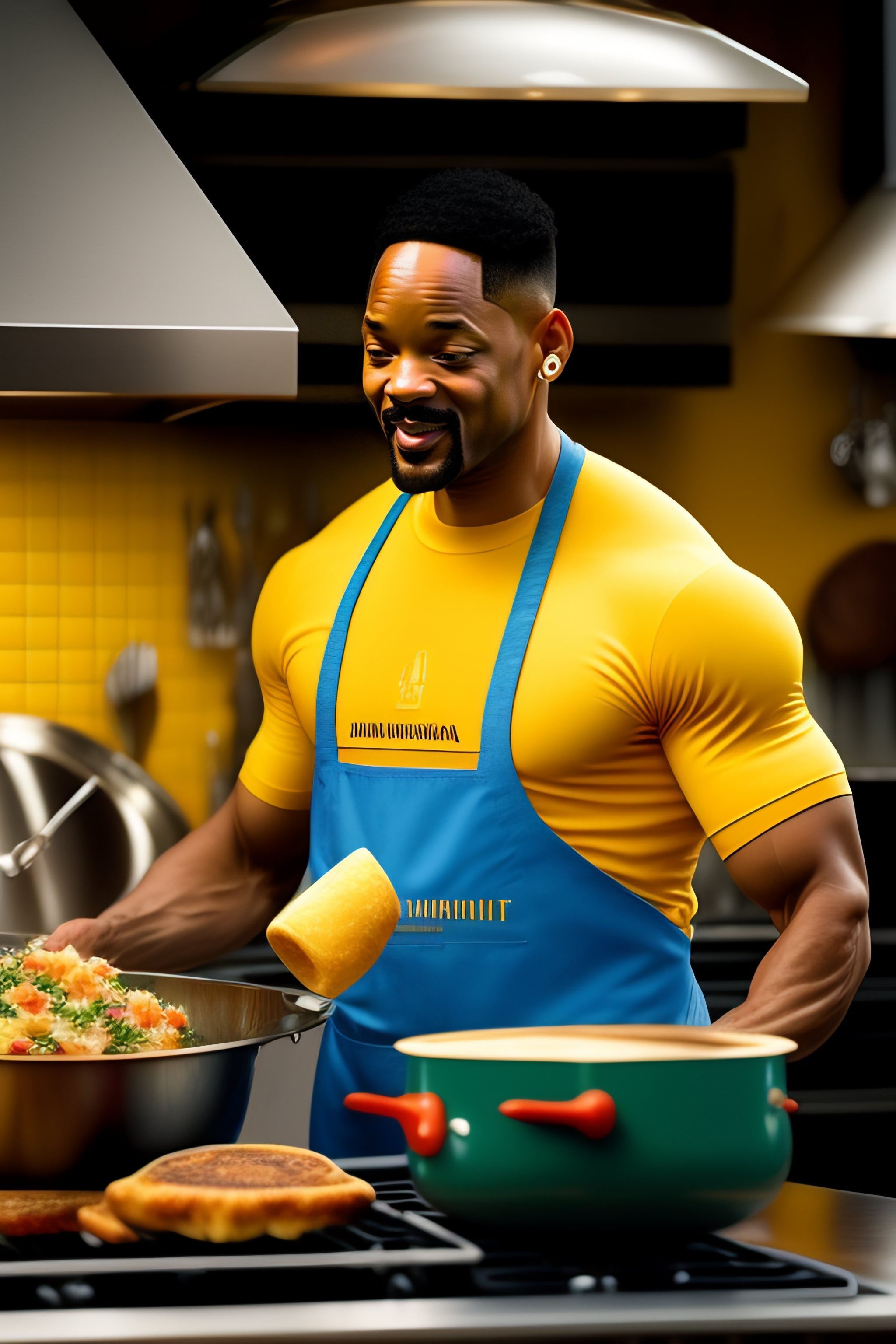 Lexica - A picture of Will Smith cooking as Van Gogh style