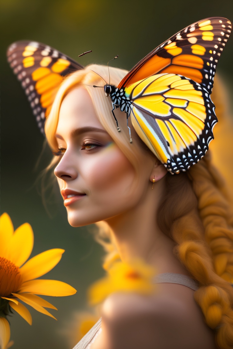 Lexica - A monarch butterfly with yellow and orange tints, in nature ...