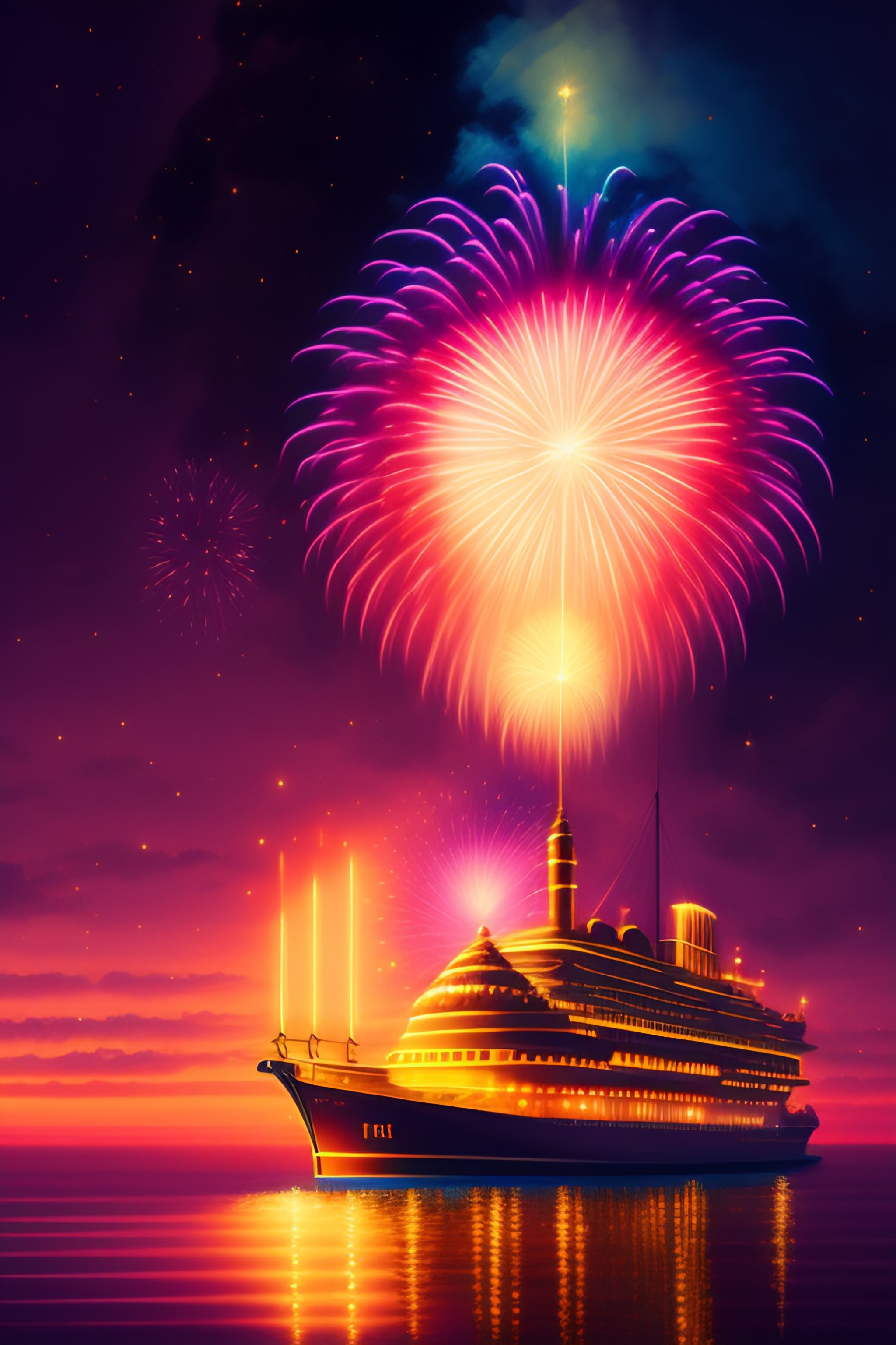 Lexica - A beautiful classy partying, fireworks in the background, gold ...