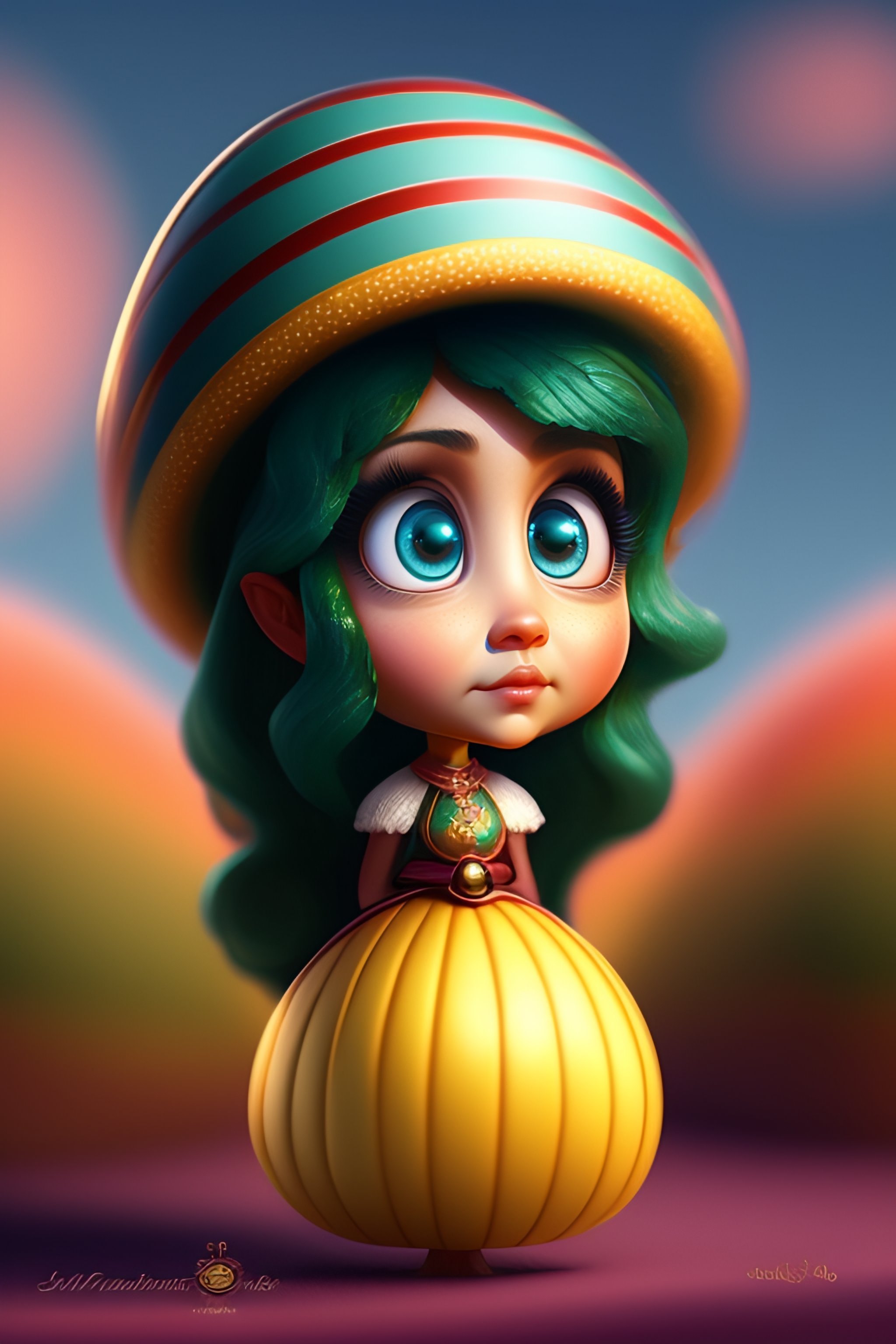 Lexica - Character design based in a enchanted mushroom, big eyes, cute ...