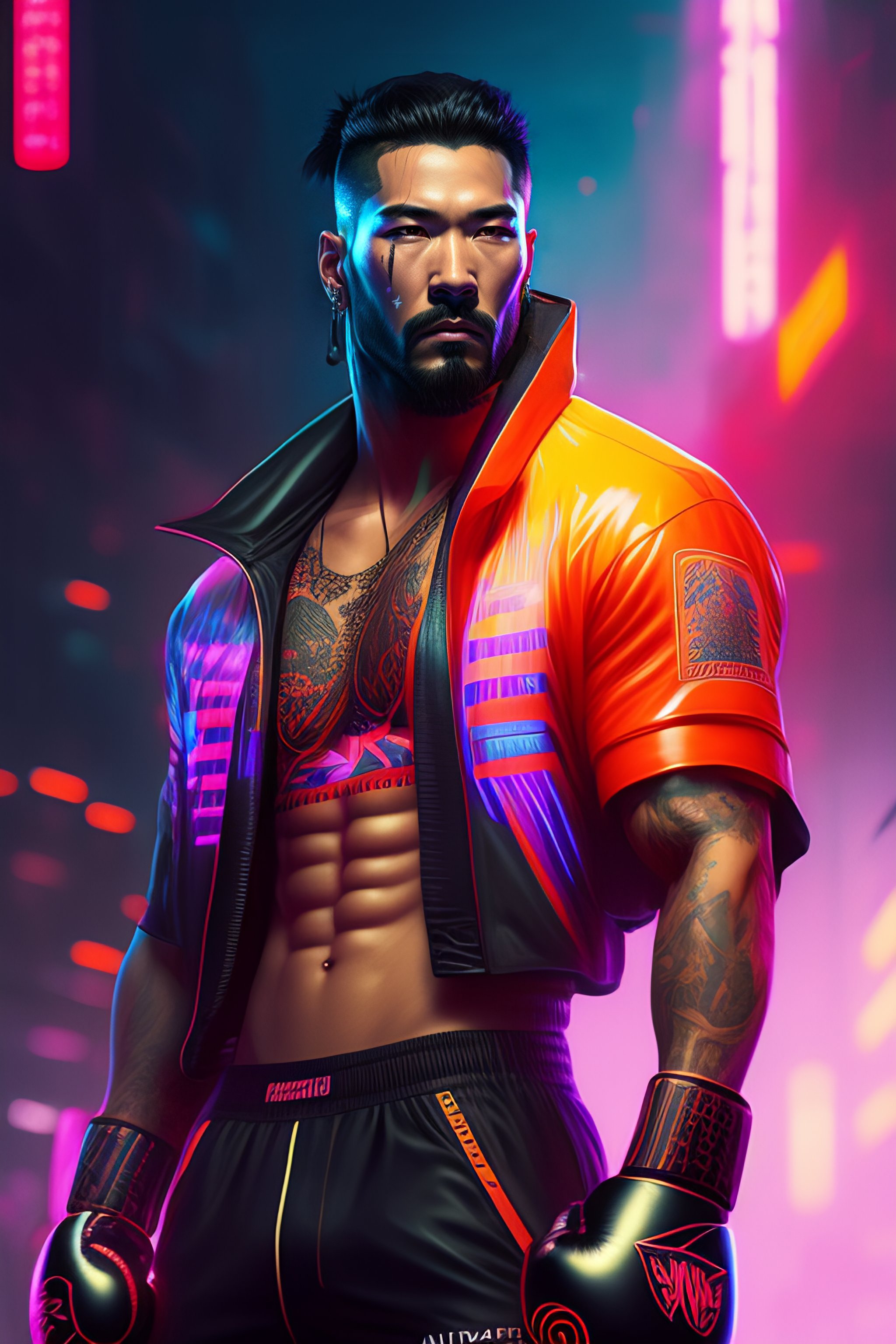 Lexica - Detailed portrait Neon boxer John wick, cyberpunk futuristic ...