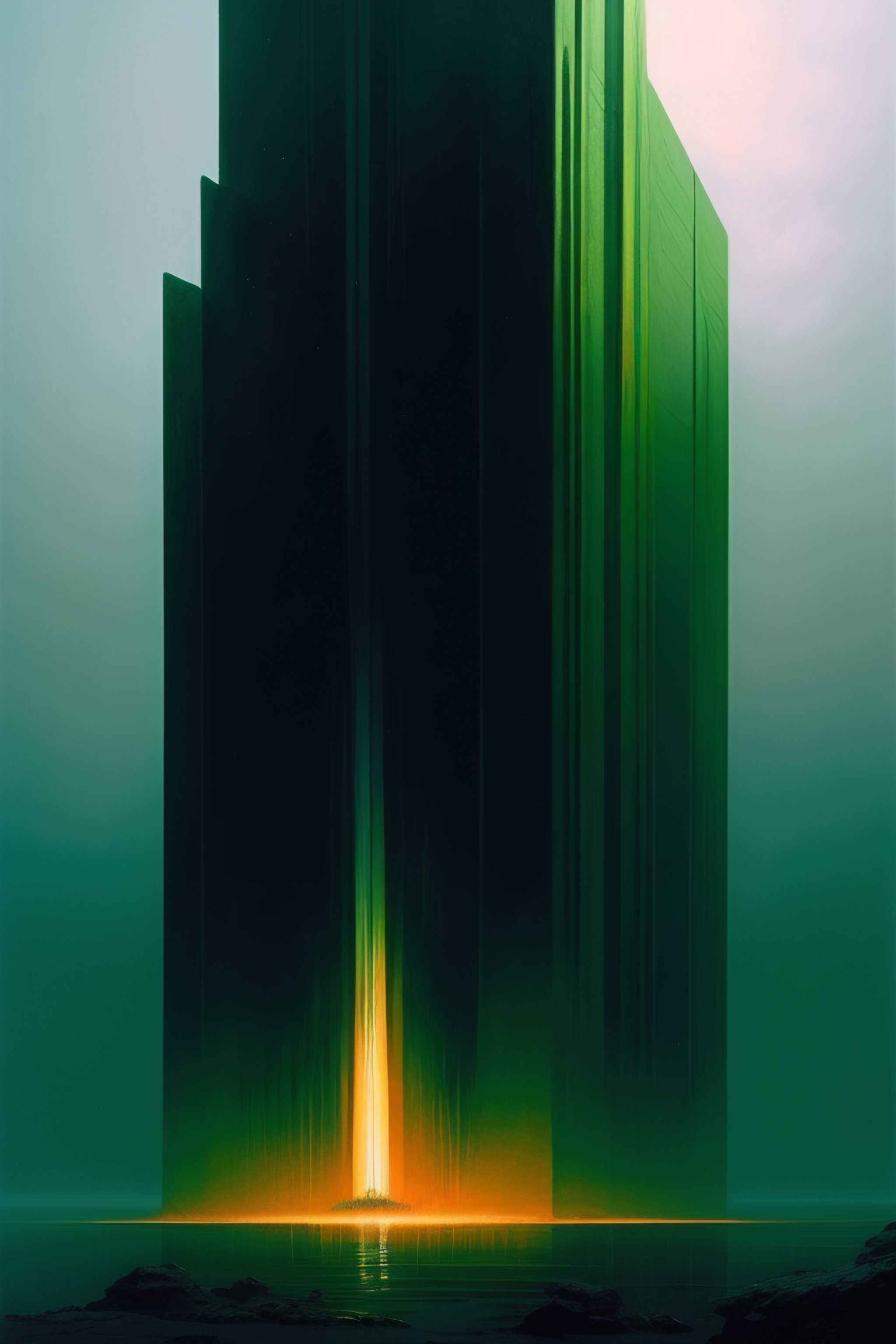 Lexica - A green shiny monolith by Beksinski, Greg Rutkowski