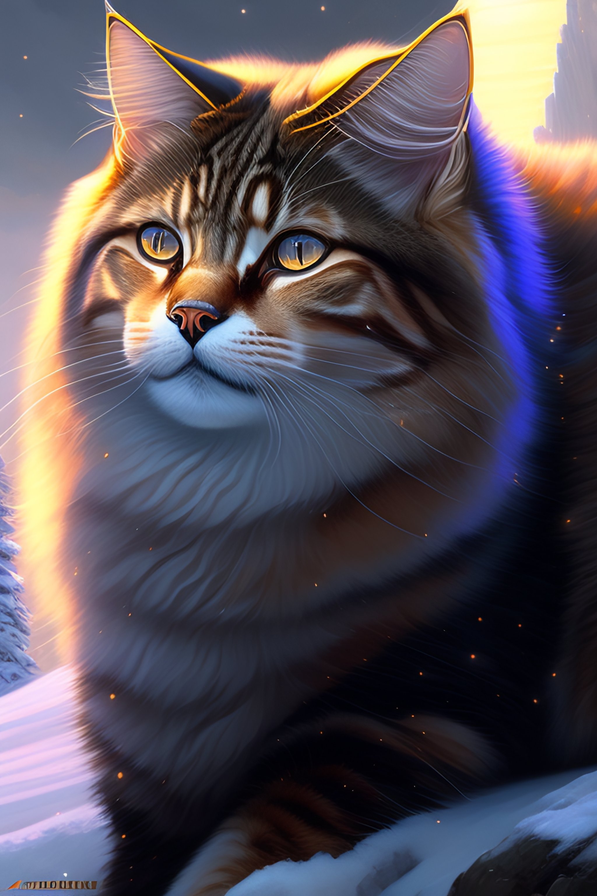 Lexica - Siberian cat on snowshoes as a rock killer, realistic ...