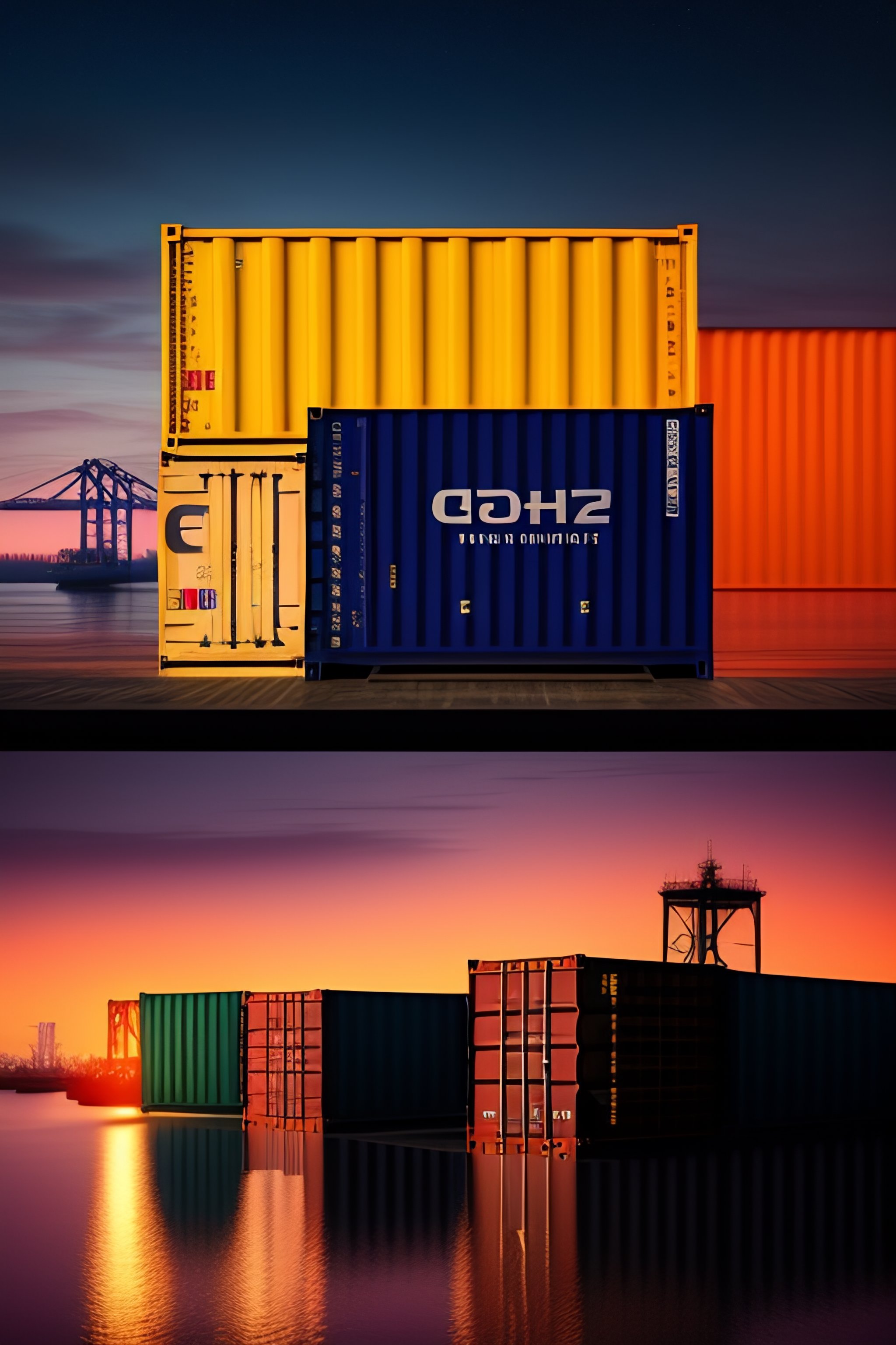 Lexica - Big port with container and docker in the night