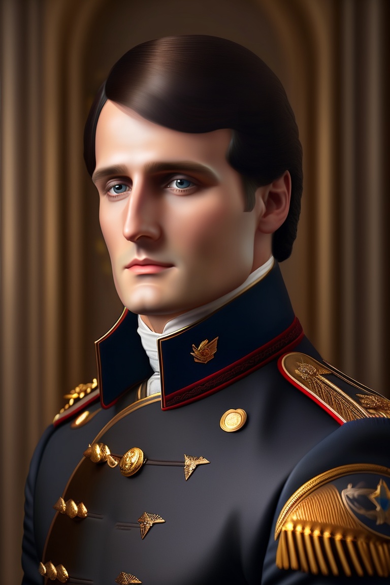 Lexica - Napoleon Bonaparte looking at camera, dark room, super realistic