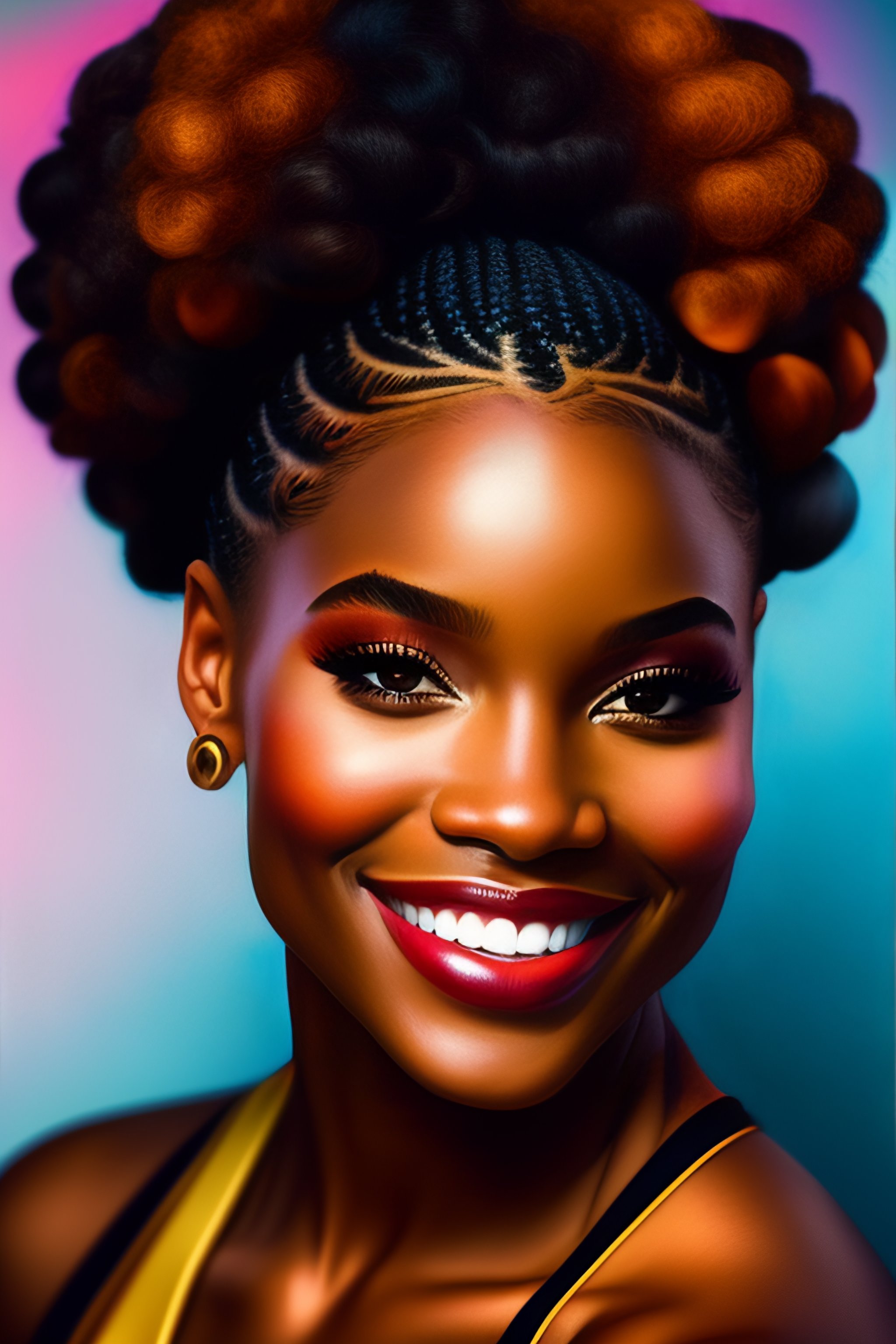 Lexica - Portrait of a uniquely pretty 20 year old black girl with ...