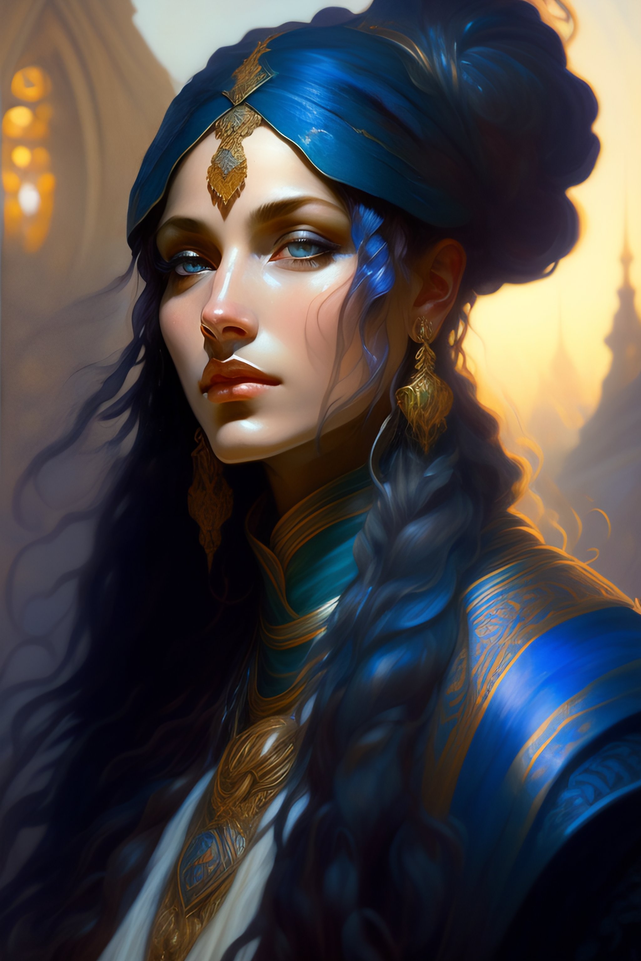 Lexica - Wide angle, blue skin genasi with a square jaw from d & d ...